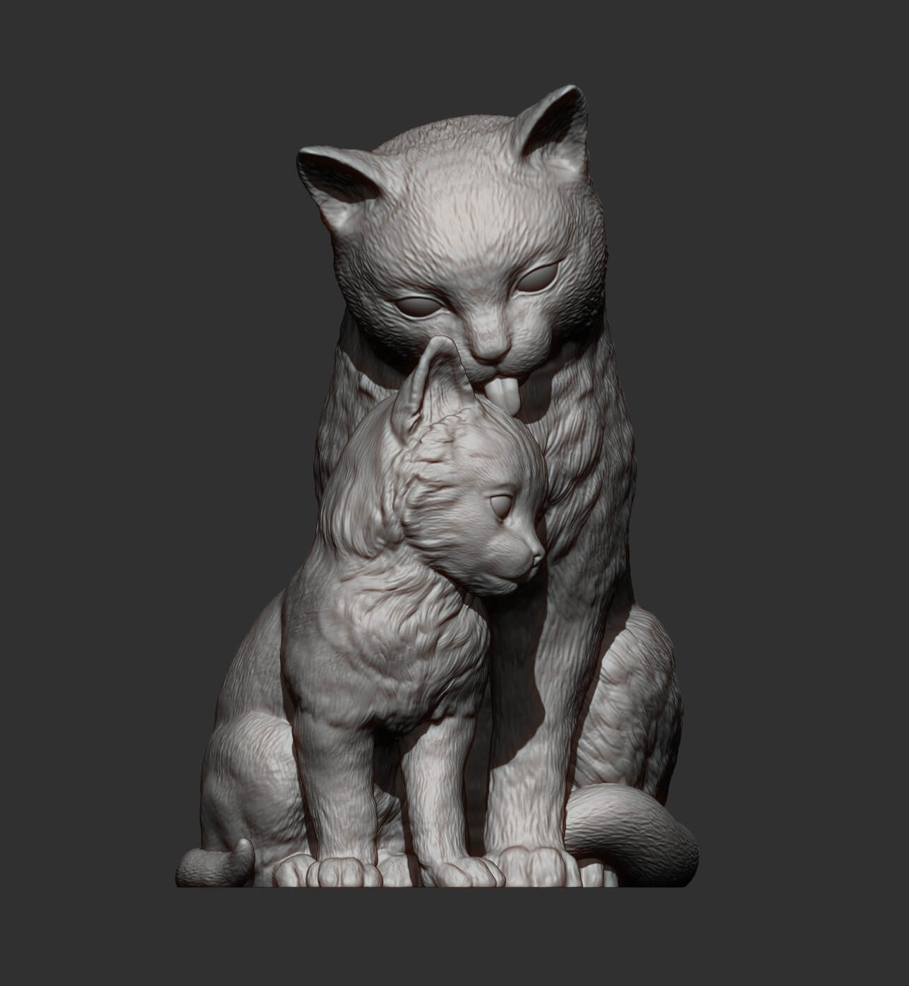 Cat With Kitten 3D Print Model by Alexander3dart