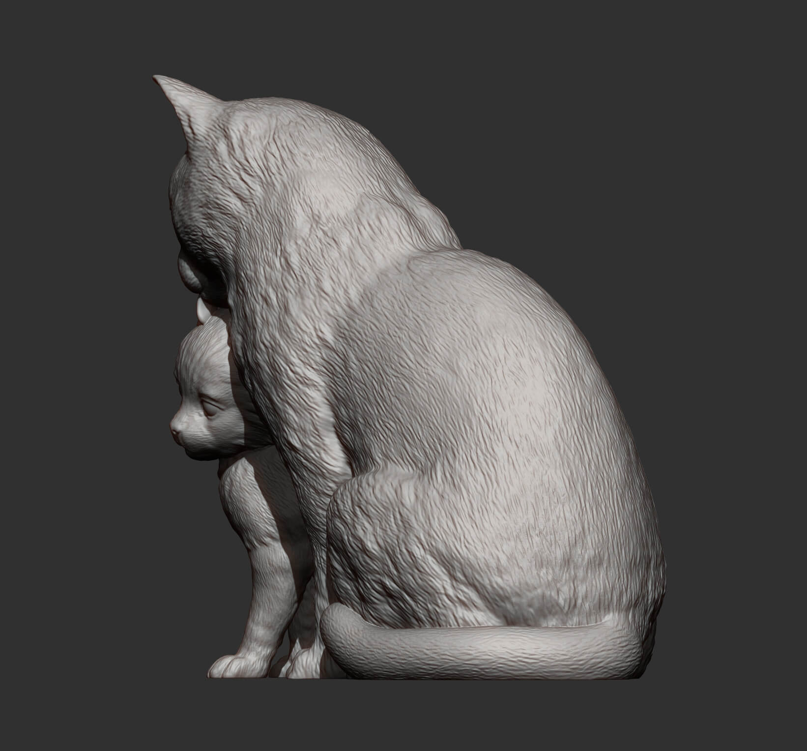 Cat With Kitten 3D Print Model by Alexander3dart