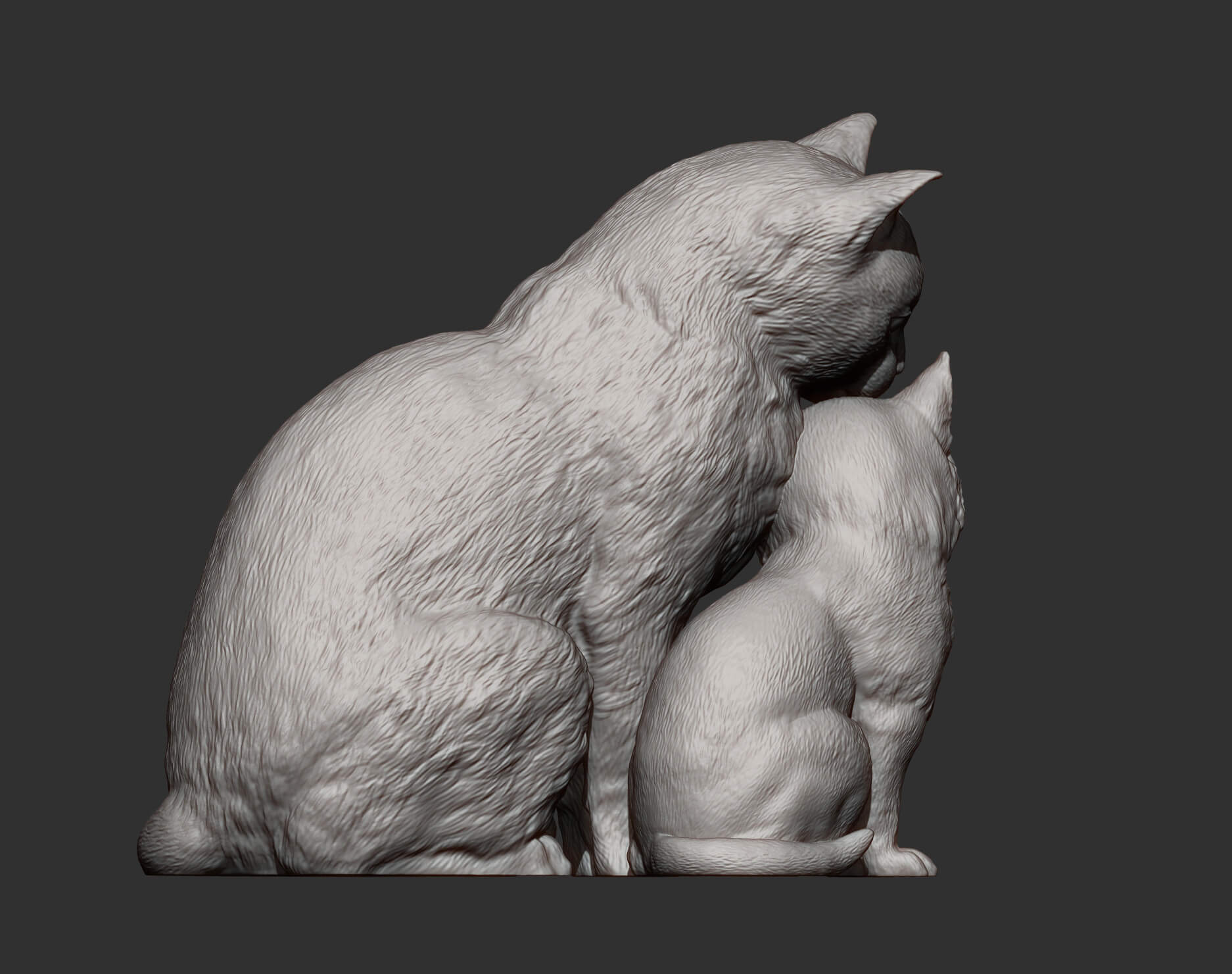 Cat With Kitten 3D Print Model by Alexander3dart
