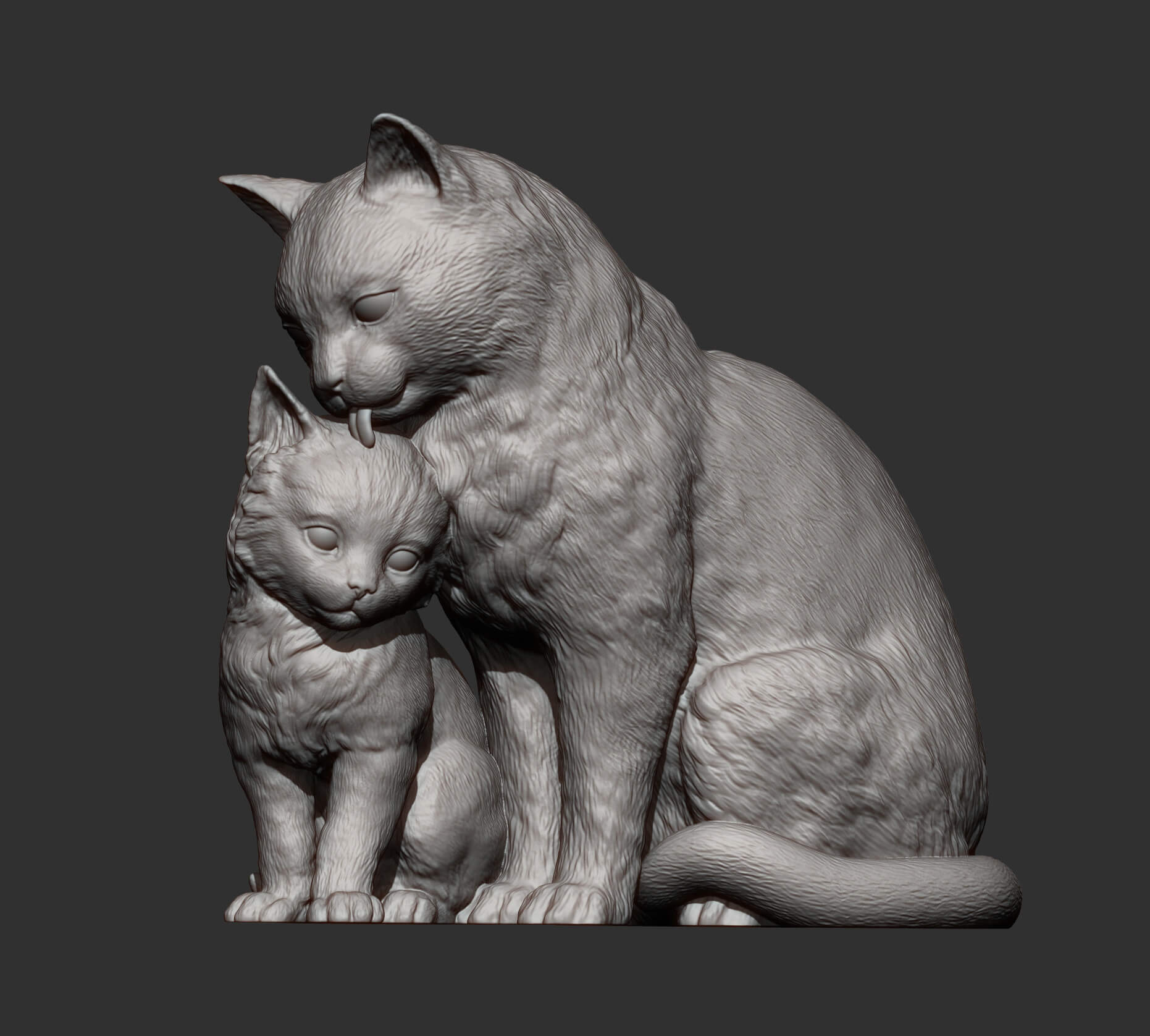 Cat With Kitten 3D Print Model by Alexander3dart