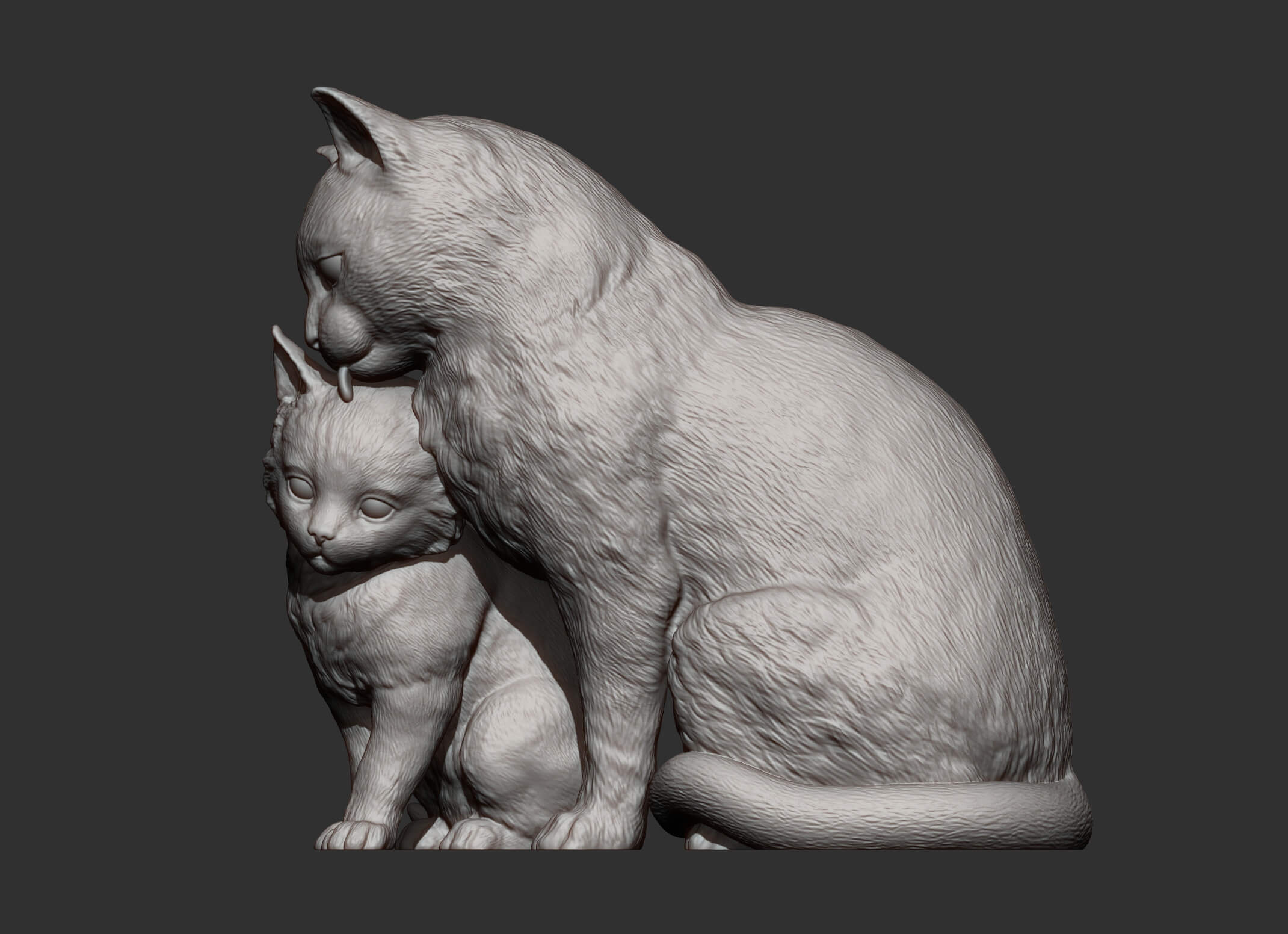Cat With Kitten 3D Print Model by Alexander3dart