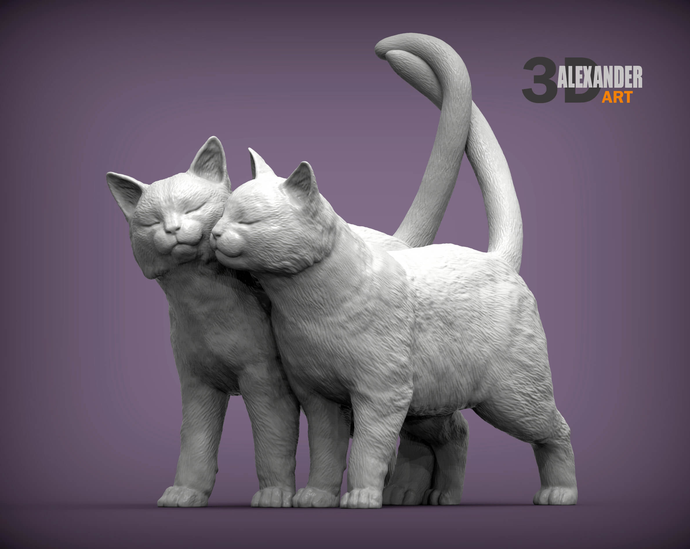 Cats Love 3D Print Model by Alexander3dart