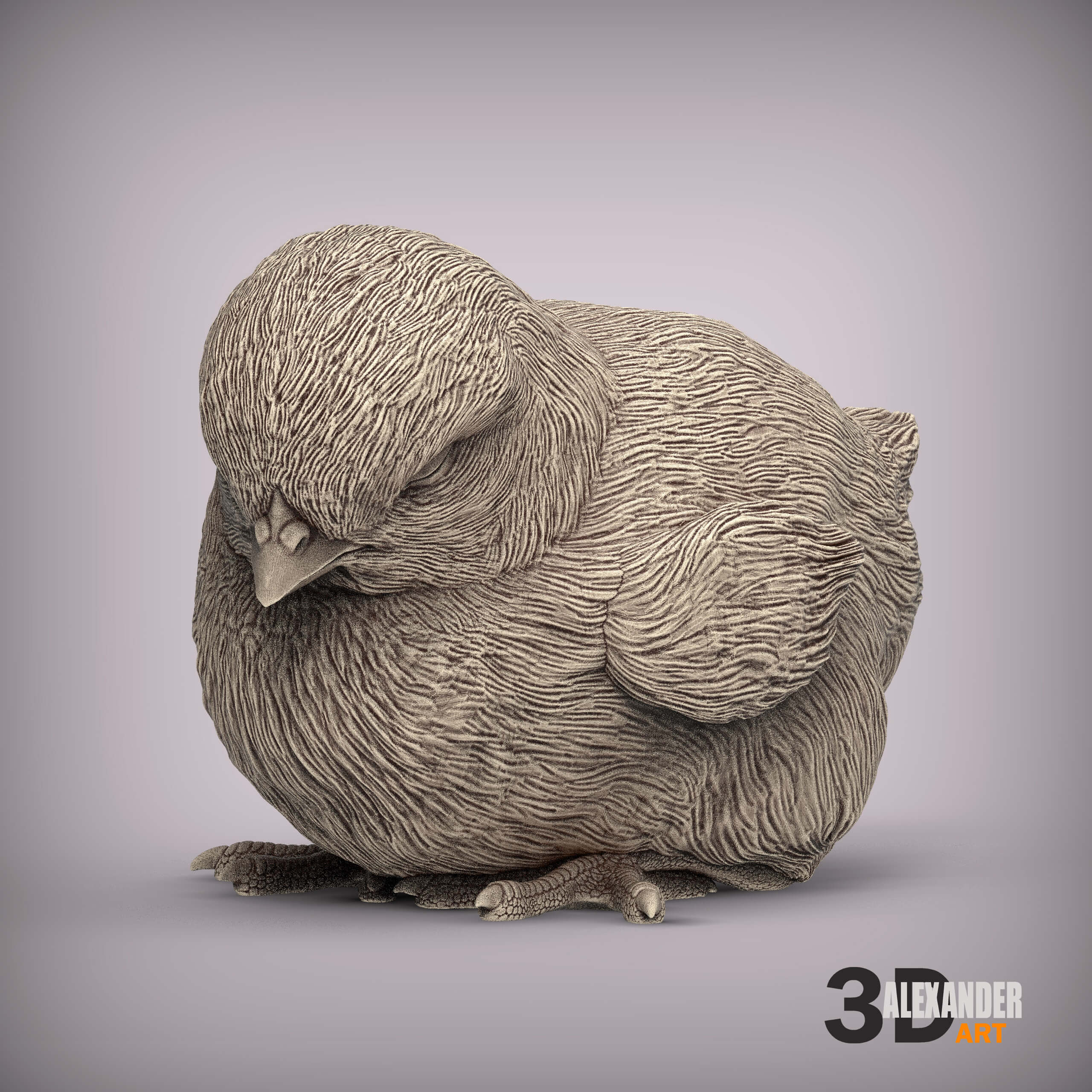 Chick Is Sleeping - 3D Model by Alexander3dart