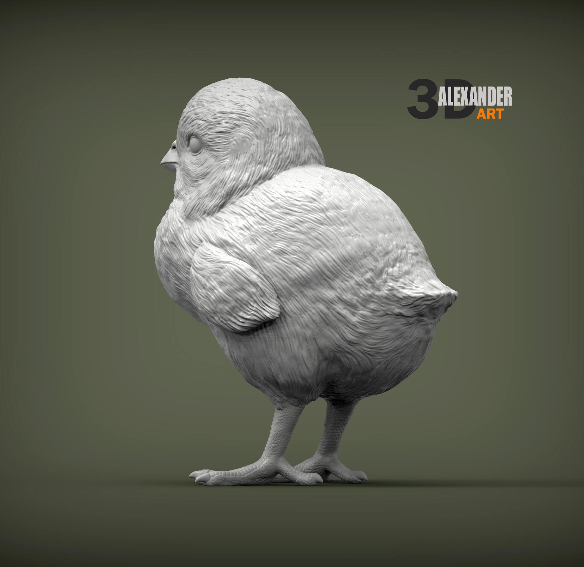 Chick Sculpture - 3D Model by Alexander3dart