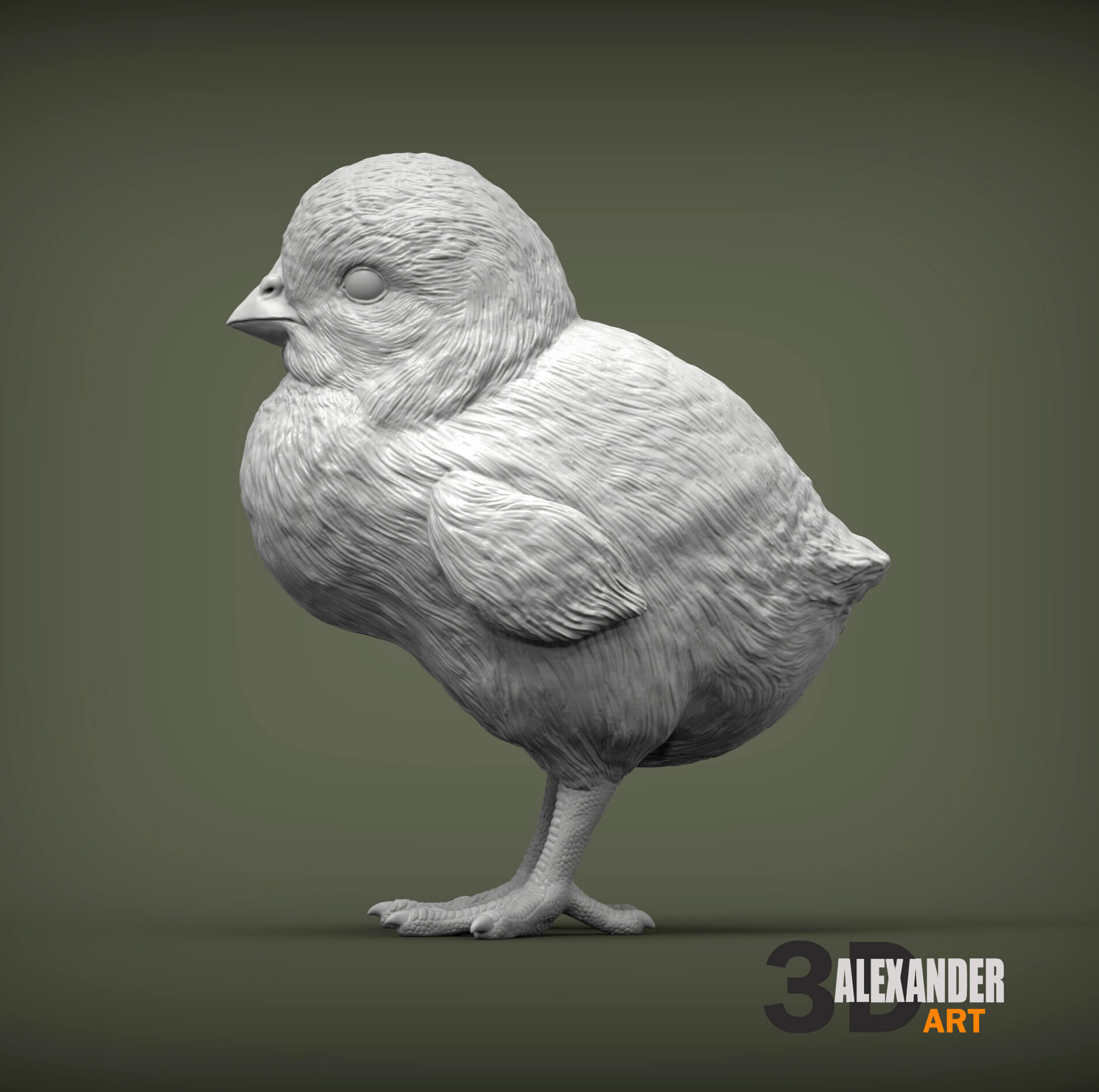 Chick Sculpture - 3D Model by Alexander3dart
