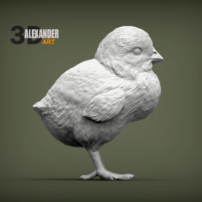 Chick Sculpture - 3D Model by Alexander3dart