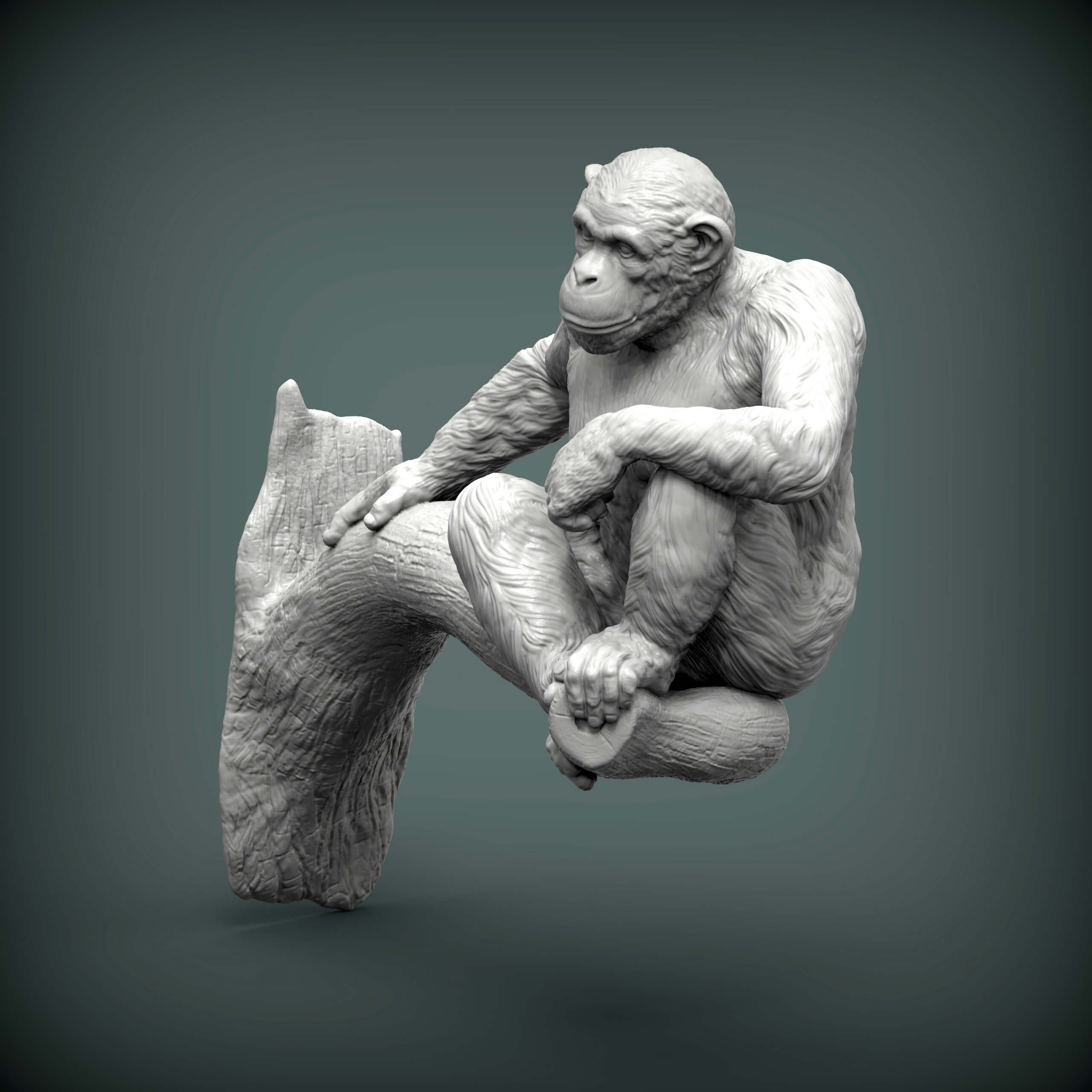 Chimpanzee Sculpture - 3D Model by Alexander3dart