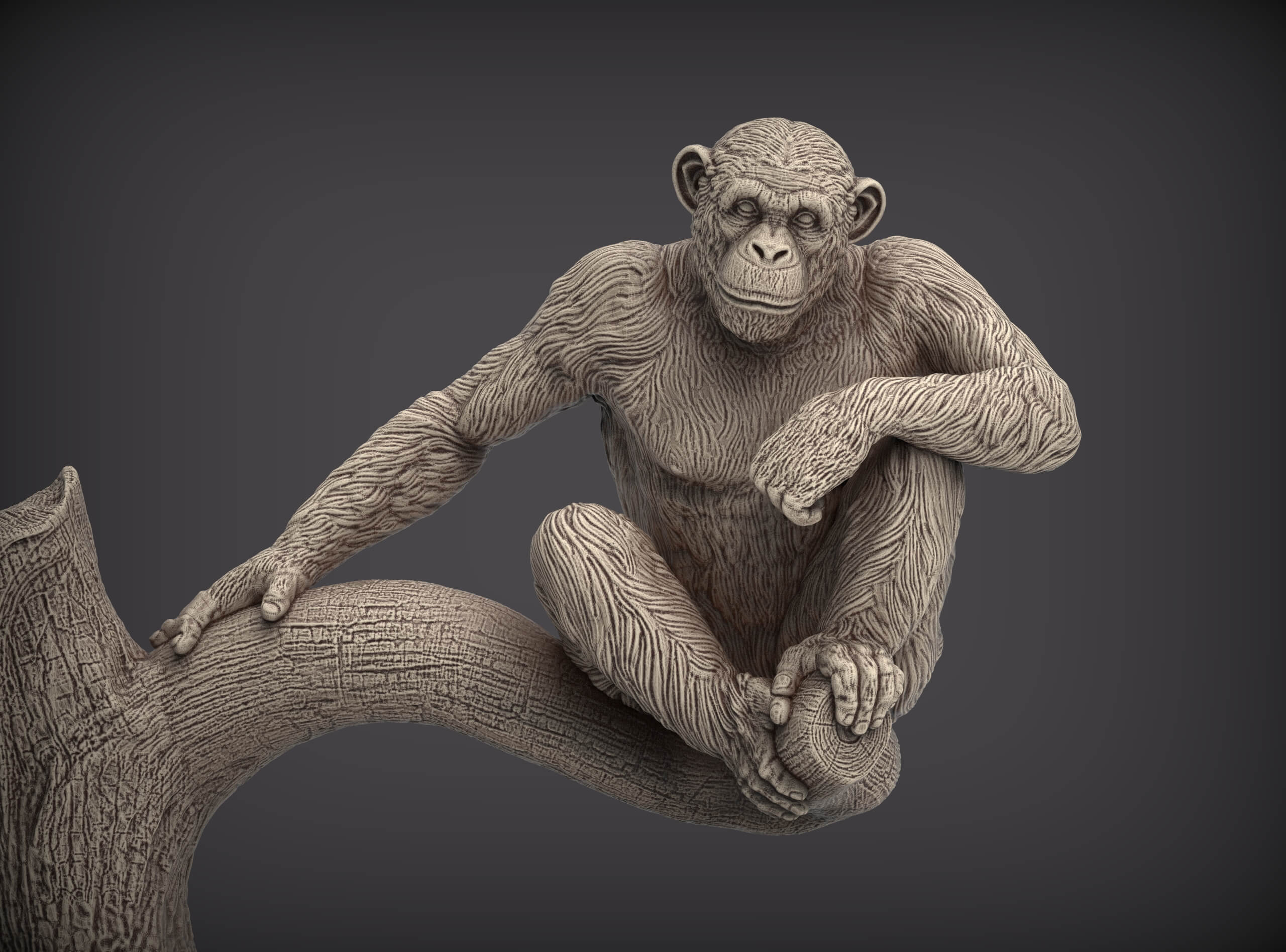 Chimpanzee Sculpture - 3D Model by Alexander3dart