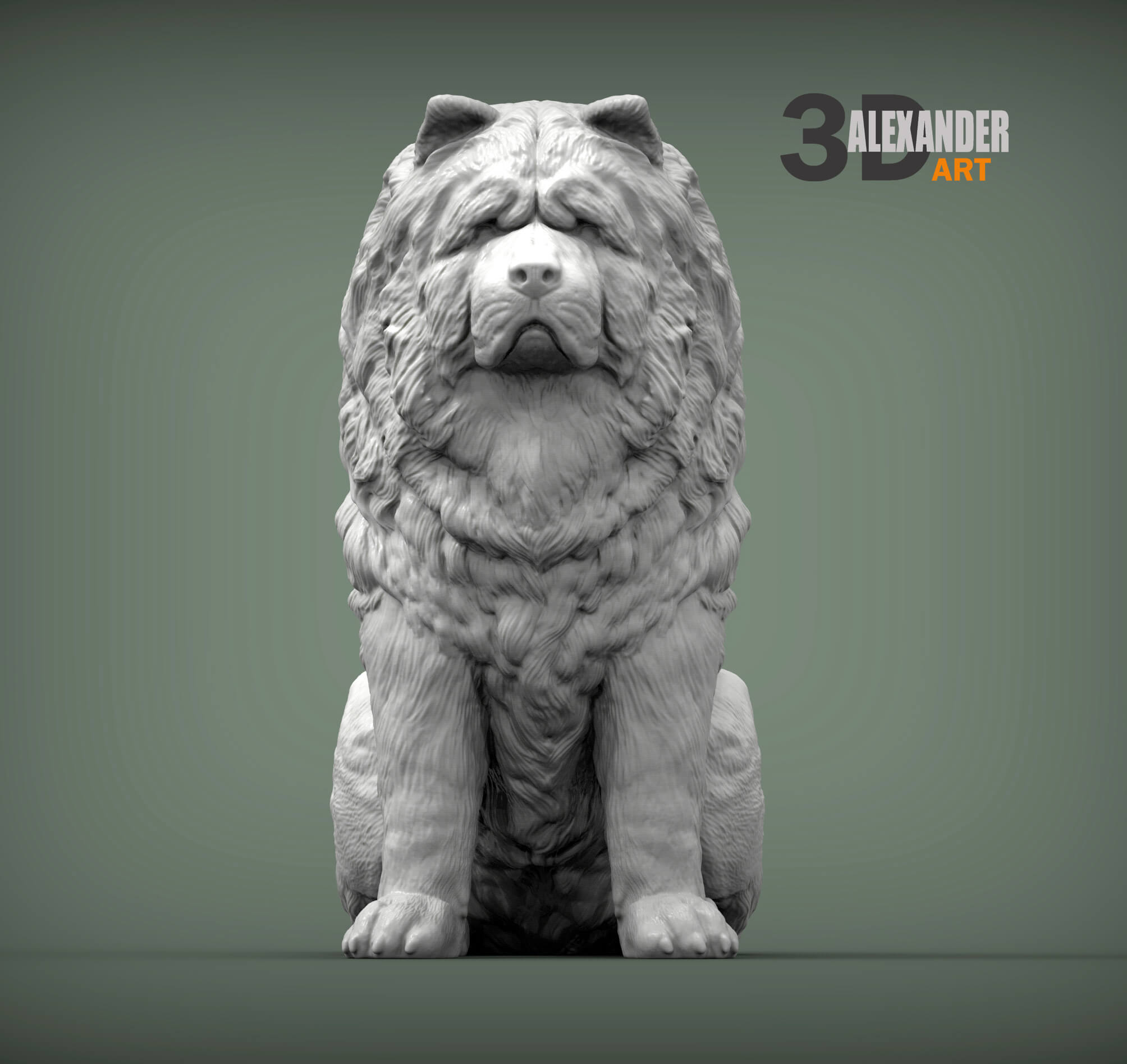 Chow Chow Sitting 3D Print Model by Alexander3dart