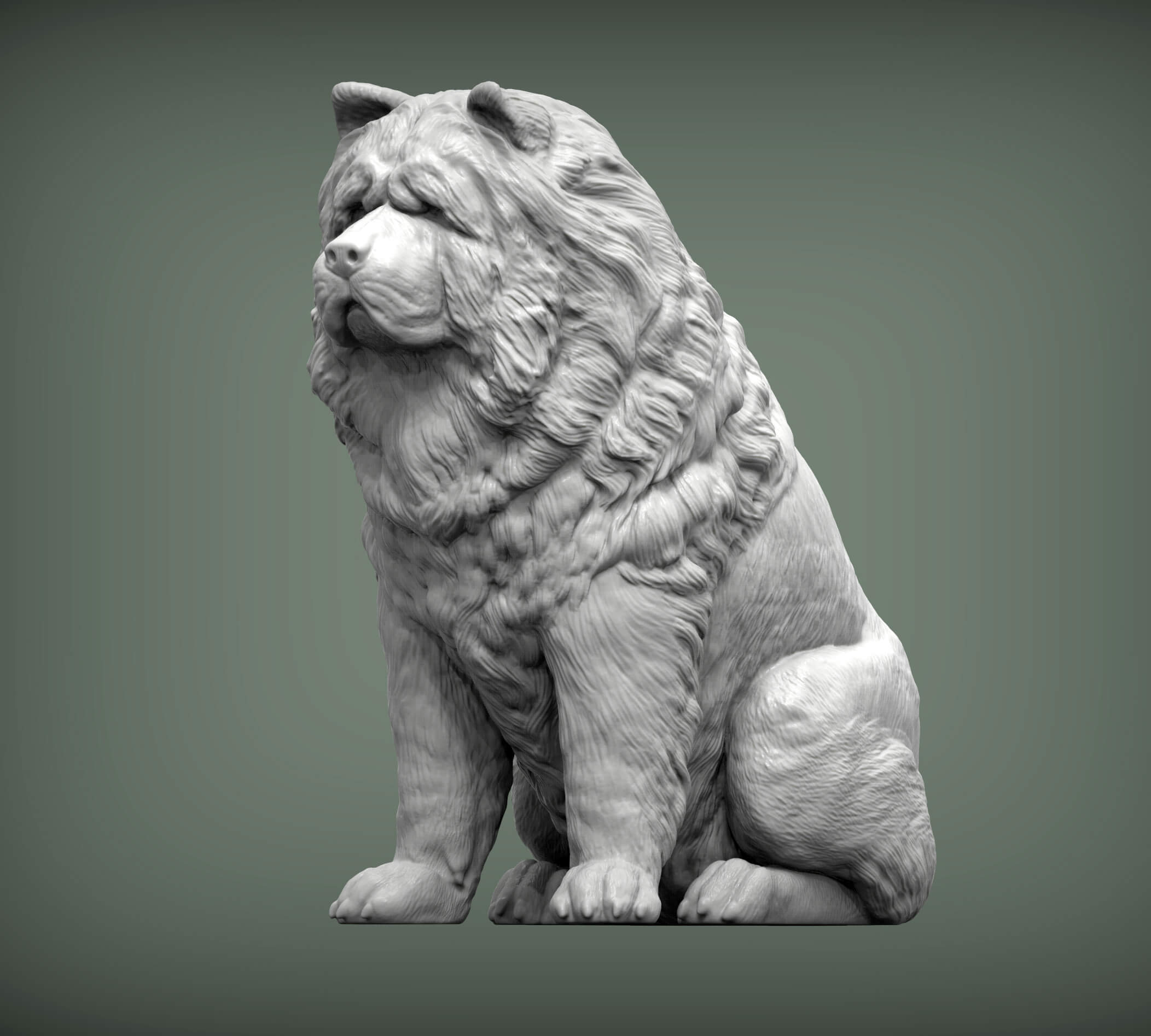Chow Chow Sitting 3D Print Model by Alexander3dart