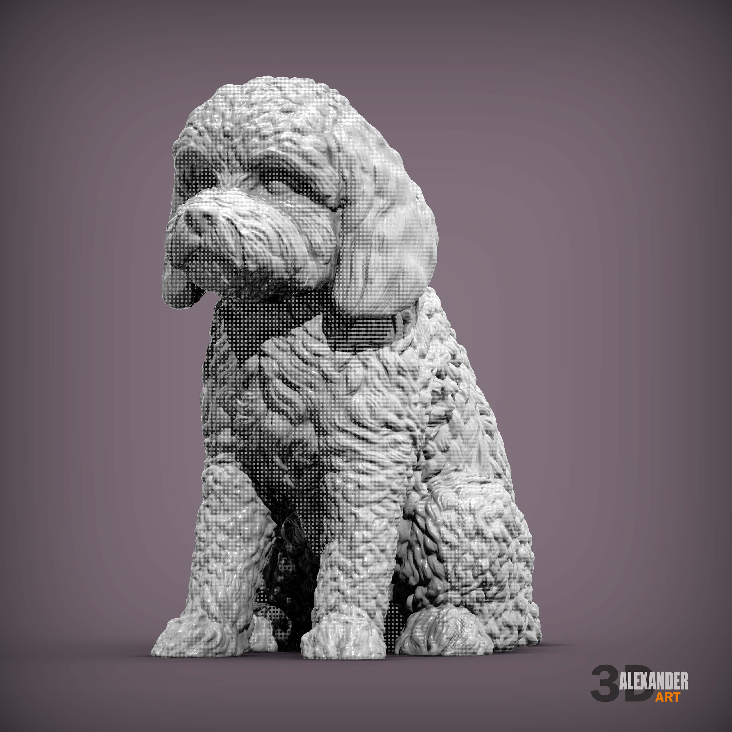 Cockerpoo Sitting - 3D Model by Alexander3dart