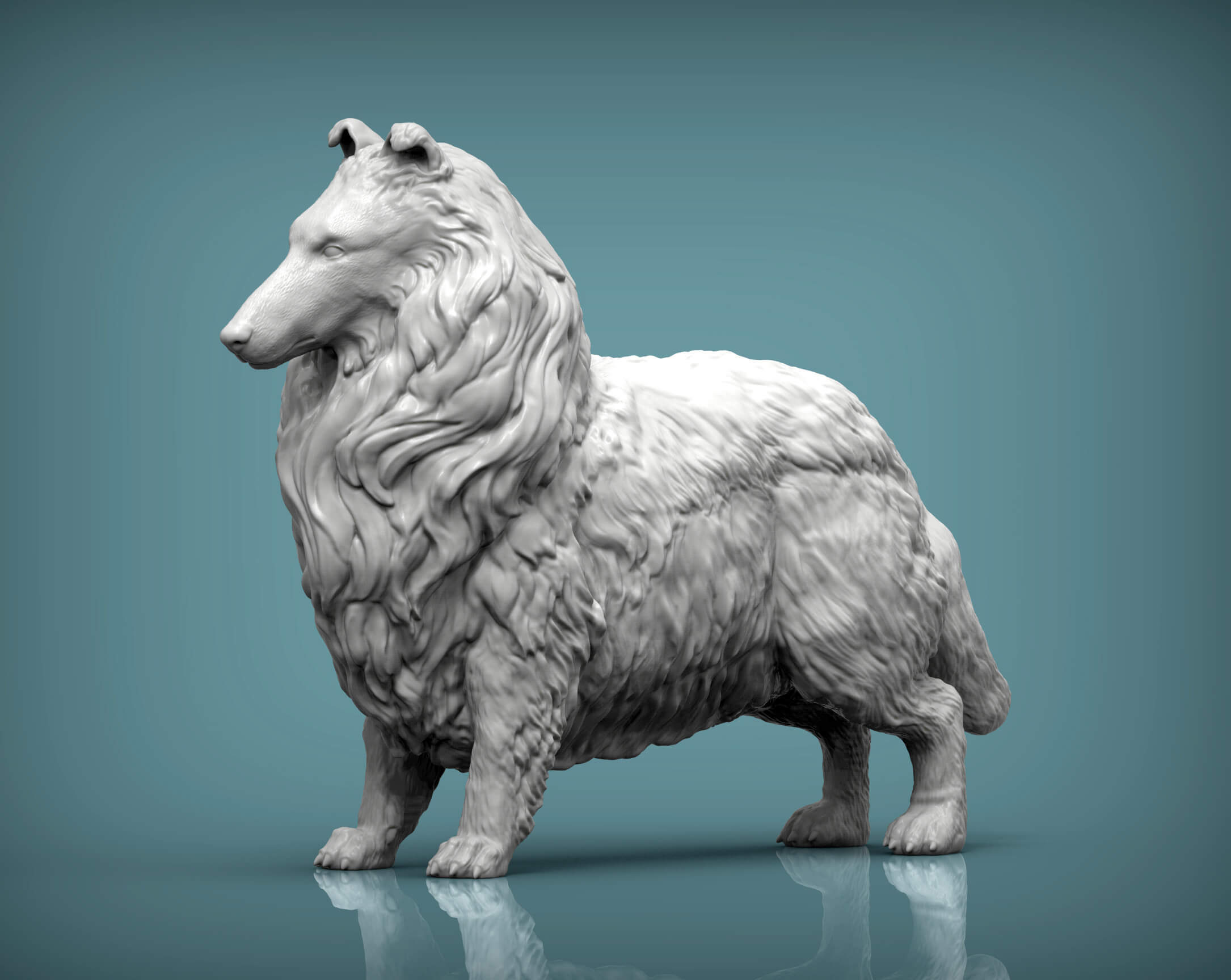 Collie Sculpture - 3D Model by Alexander3dart