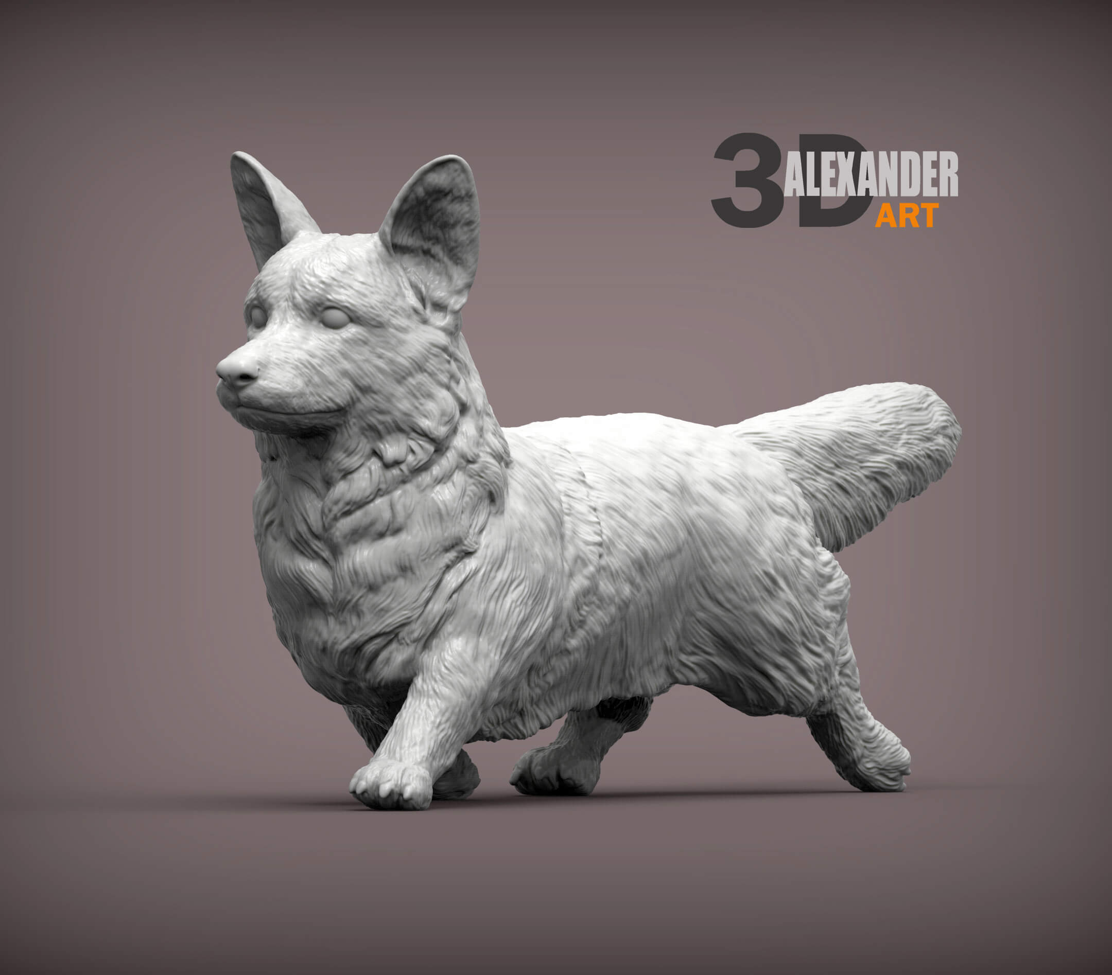 Corgi Runs 3D Print Model by Alexander3dart
