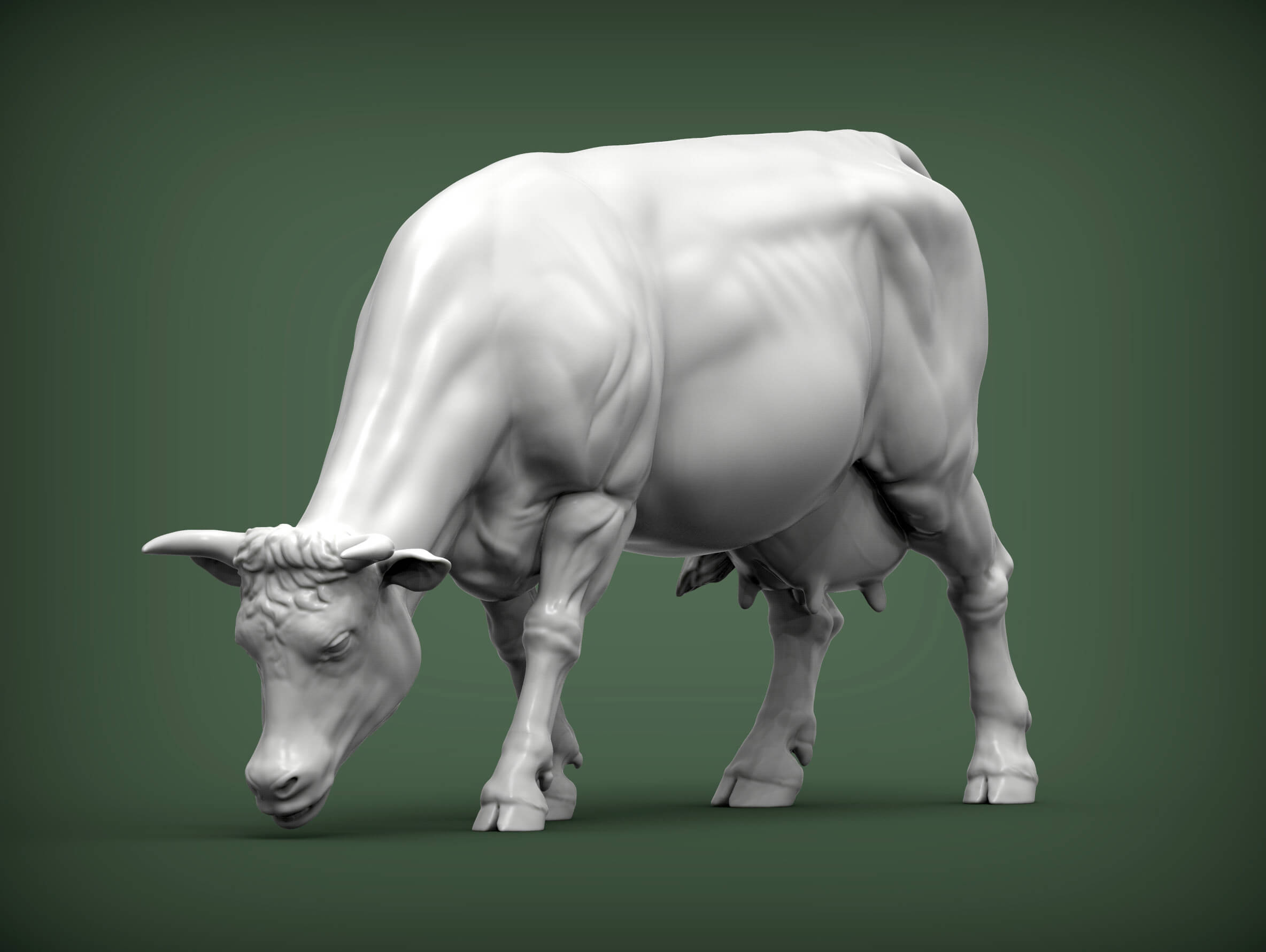 Cow Eating 3D Print Model by Alexander3dart