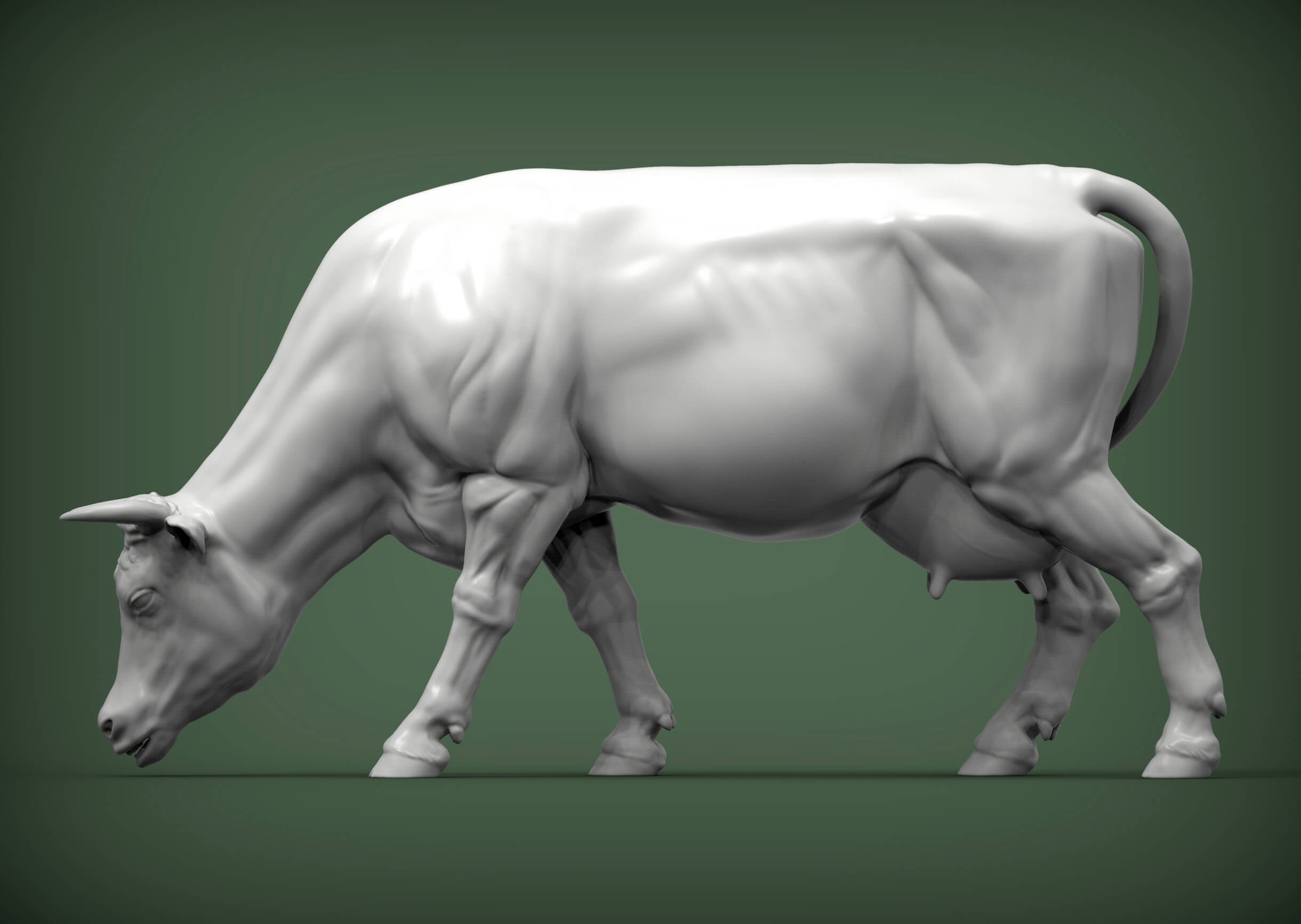 Cow Eating 3D Print Model by Alexander3dart