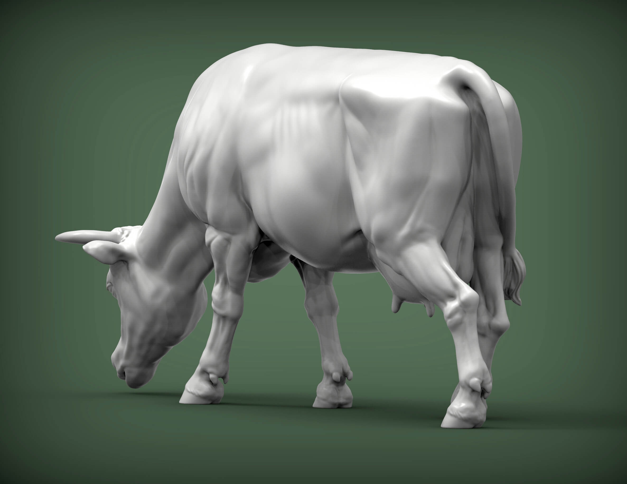 Cow Eating 3D Print Model by Alexander3dart