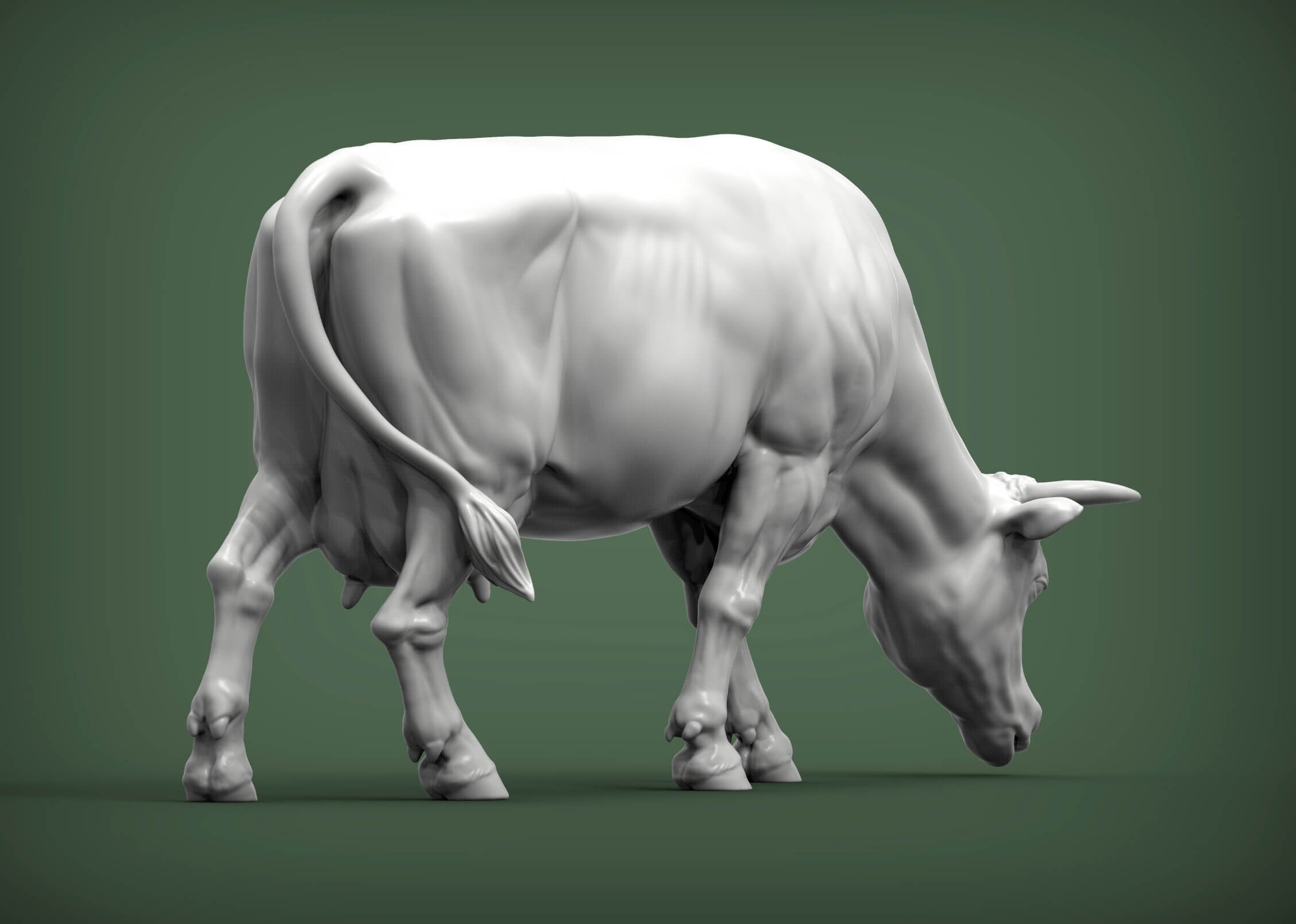 Cow Eating 3D Print Model by Alexander3dart