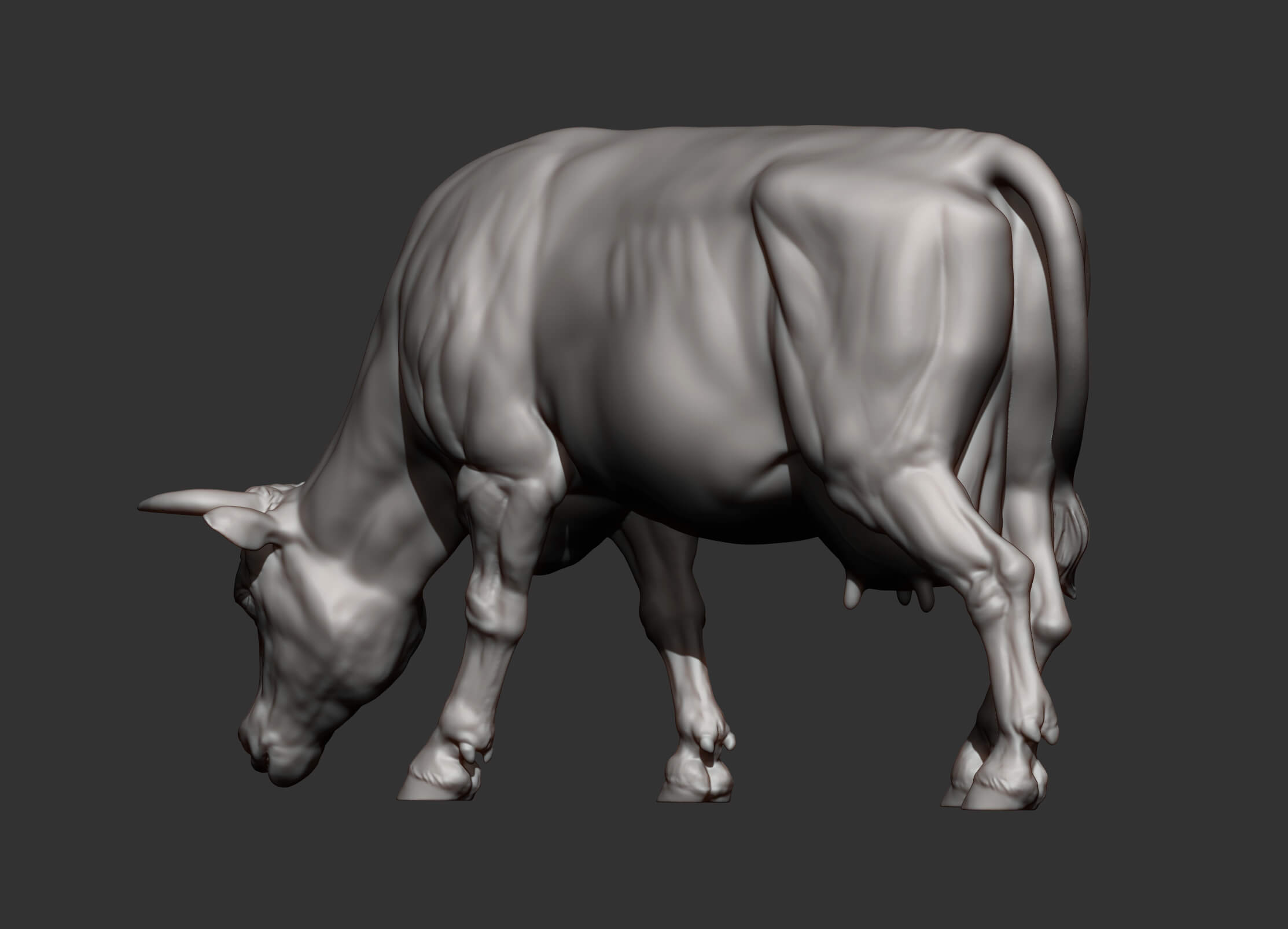 Cow Eating 3D Print Model by Alexander3dart