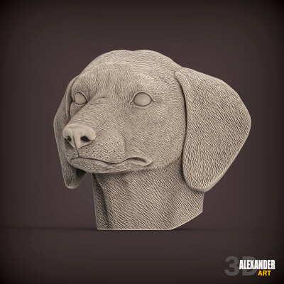 Dachshund Head Relief - 3D Model by Alexander3dart