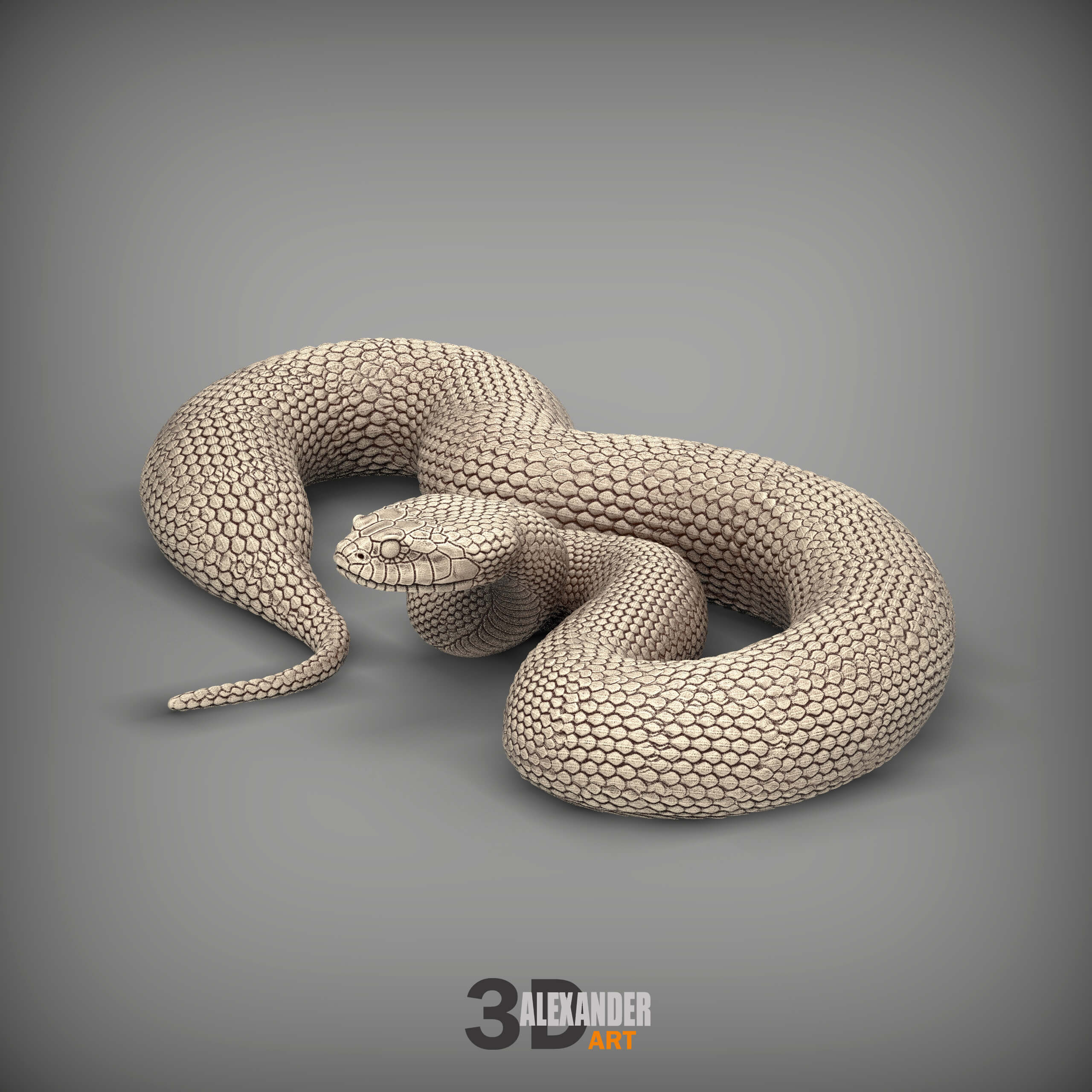 Death Adder Sculpture - 3D Model by Alexander3dart