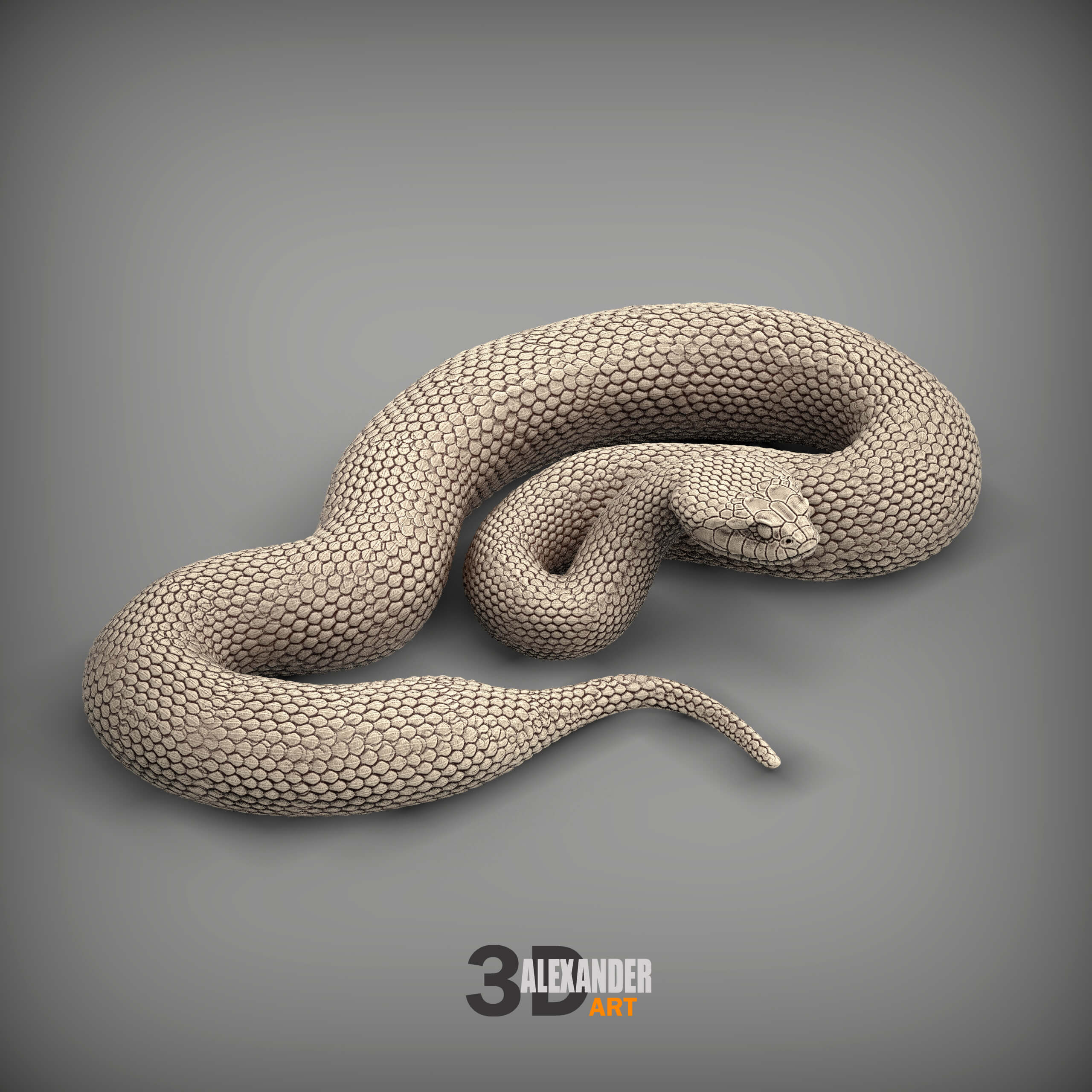 Death Adder Sculpture - 3D Model by Alexander3dart