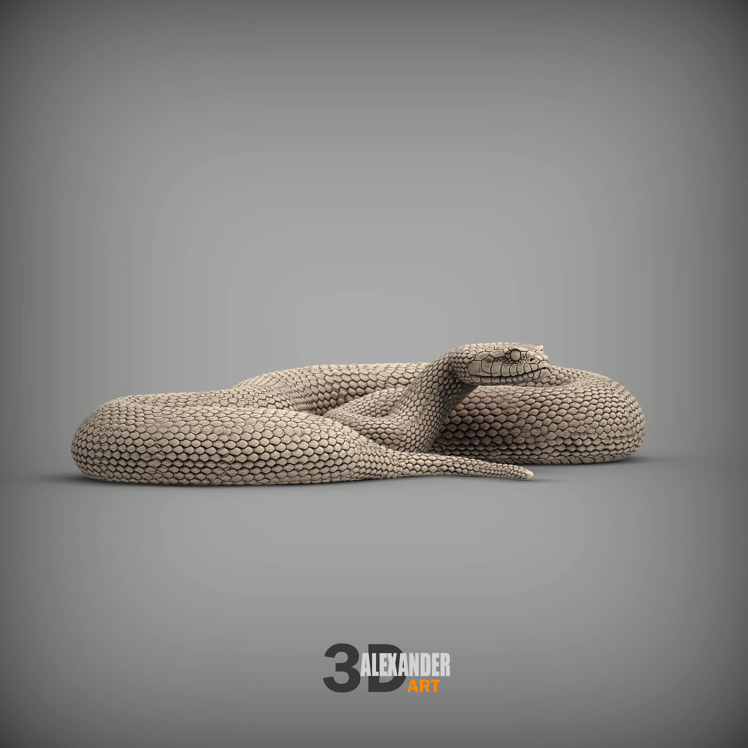Death Adder Sculpture - 3D Model by Alexander3dart