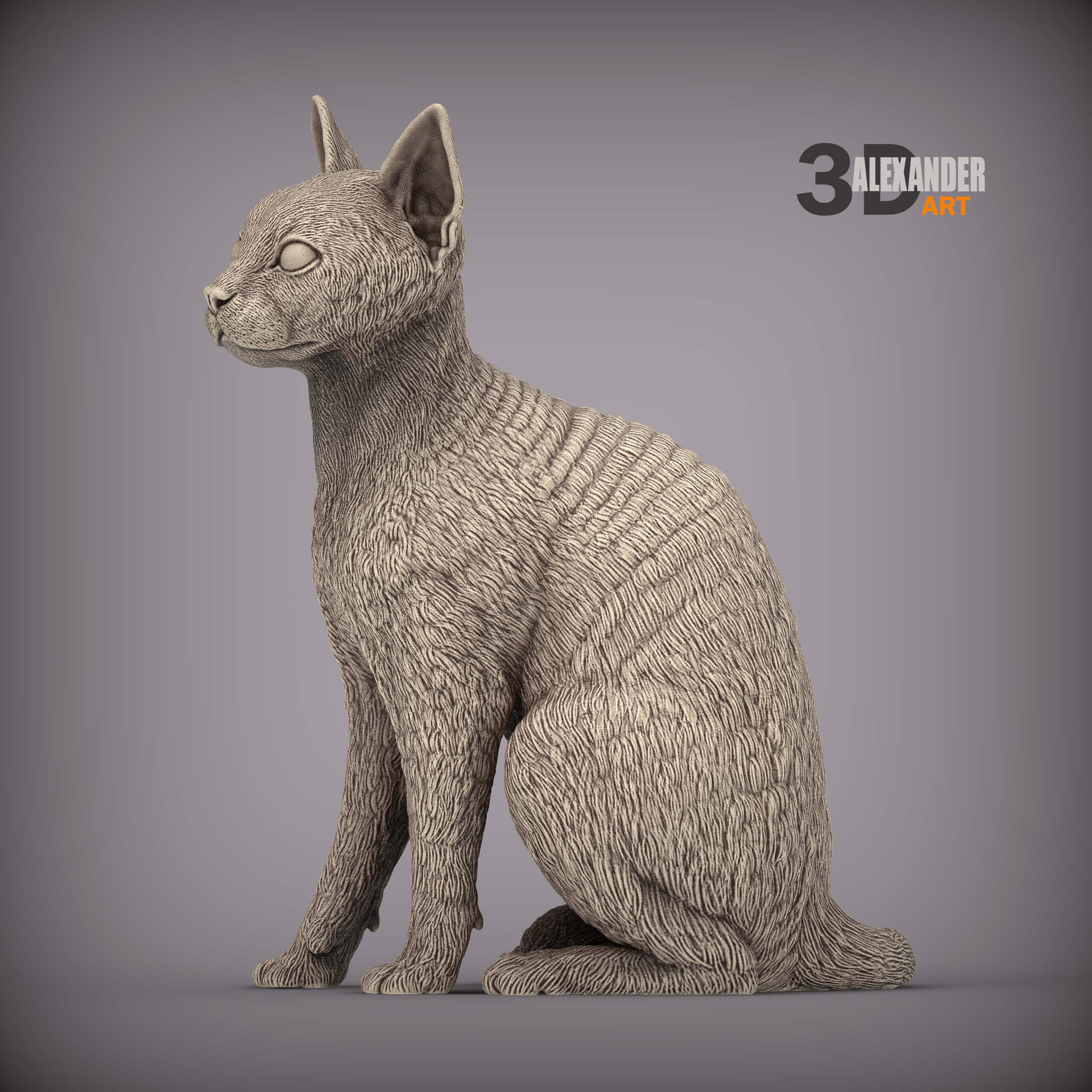 Devon Rex Sculpture - 3D Model by Alexander3dart