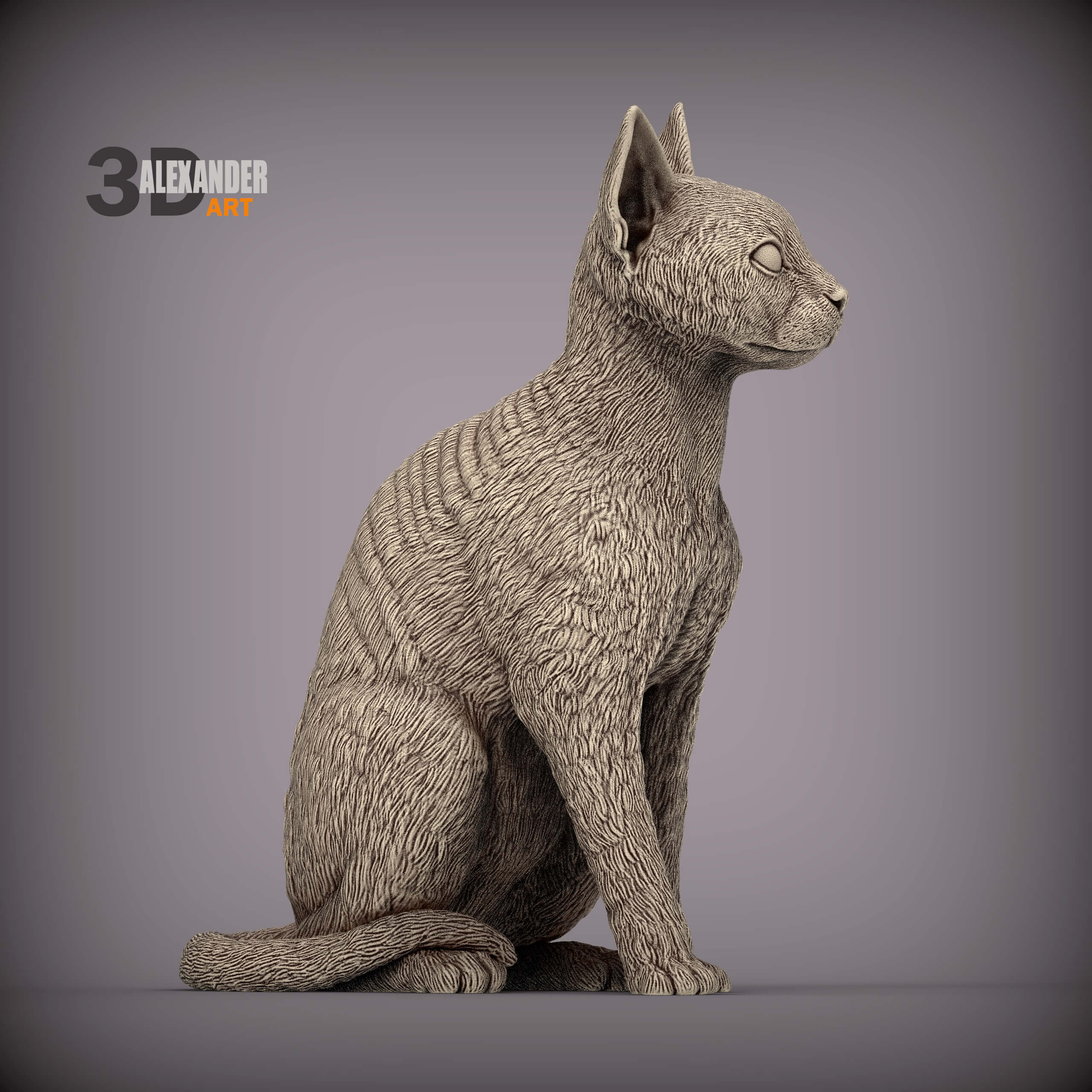 Devon Rex Sculpture - 3D Model by Alexander3dart
