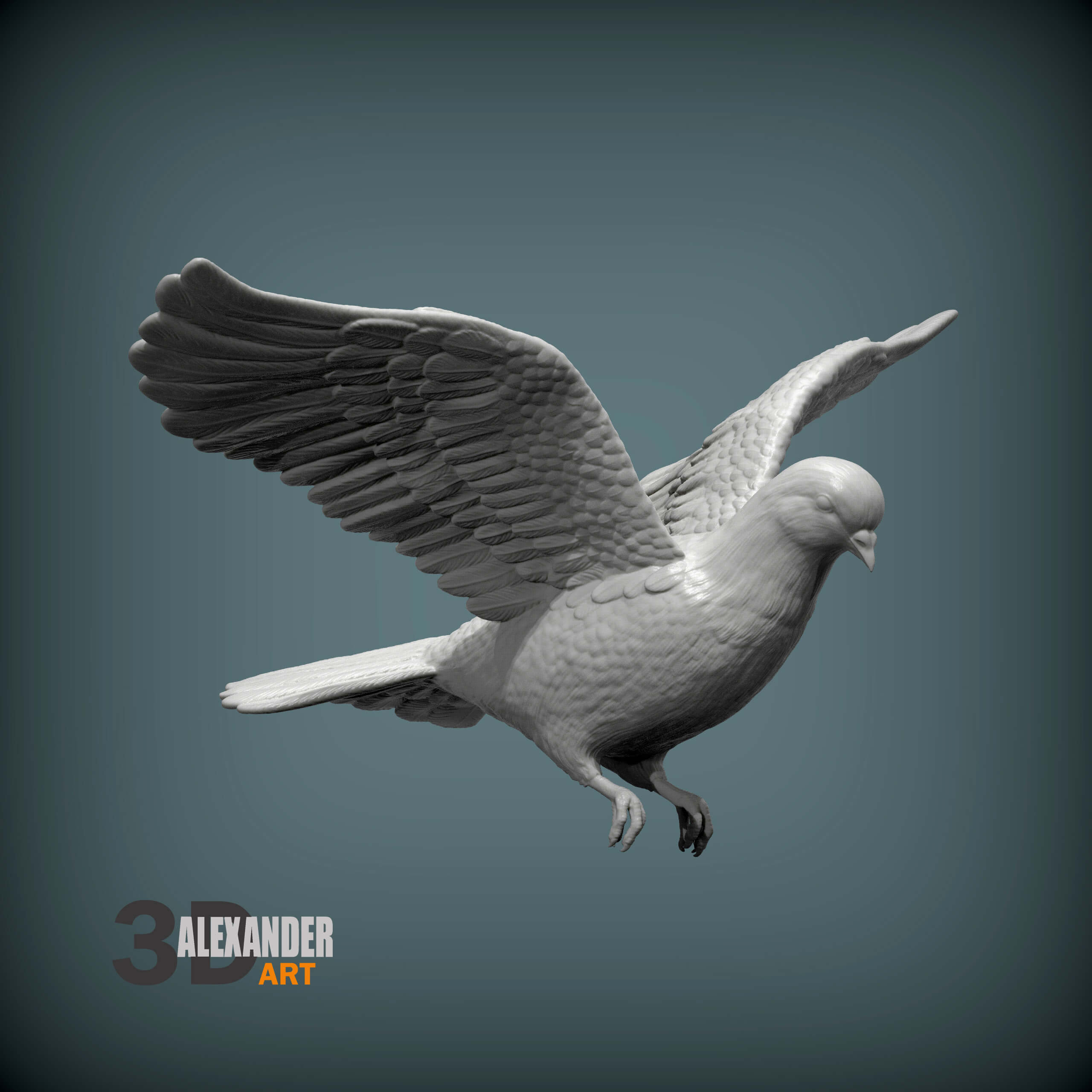 Dove Is Flying - 3D Model by Alexander3dart
