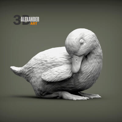 Duckling Lying Down - 3D Model by Alexander3dart