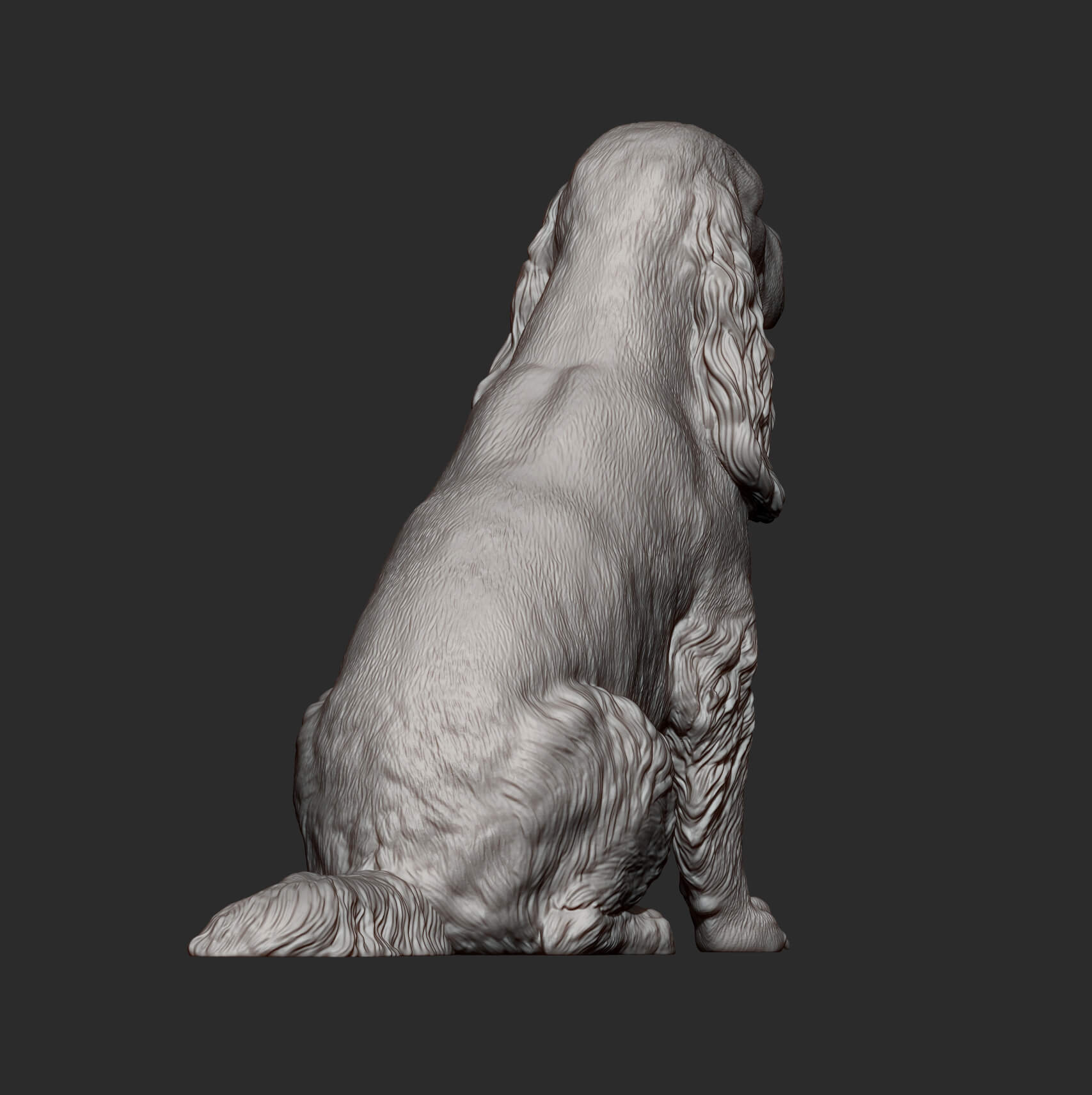 English Cocker Spaniel Sitting - 3D Model by Alexander3dart
