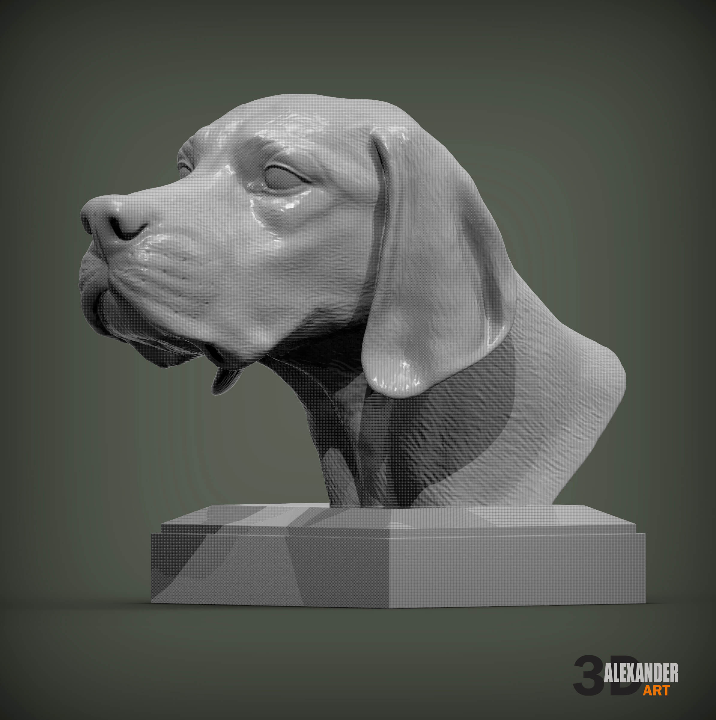 English Pointer Bust - 3D Model by Alexander3dart