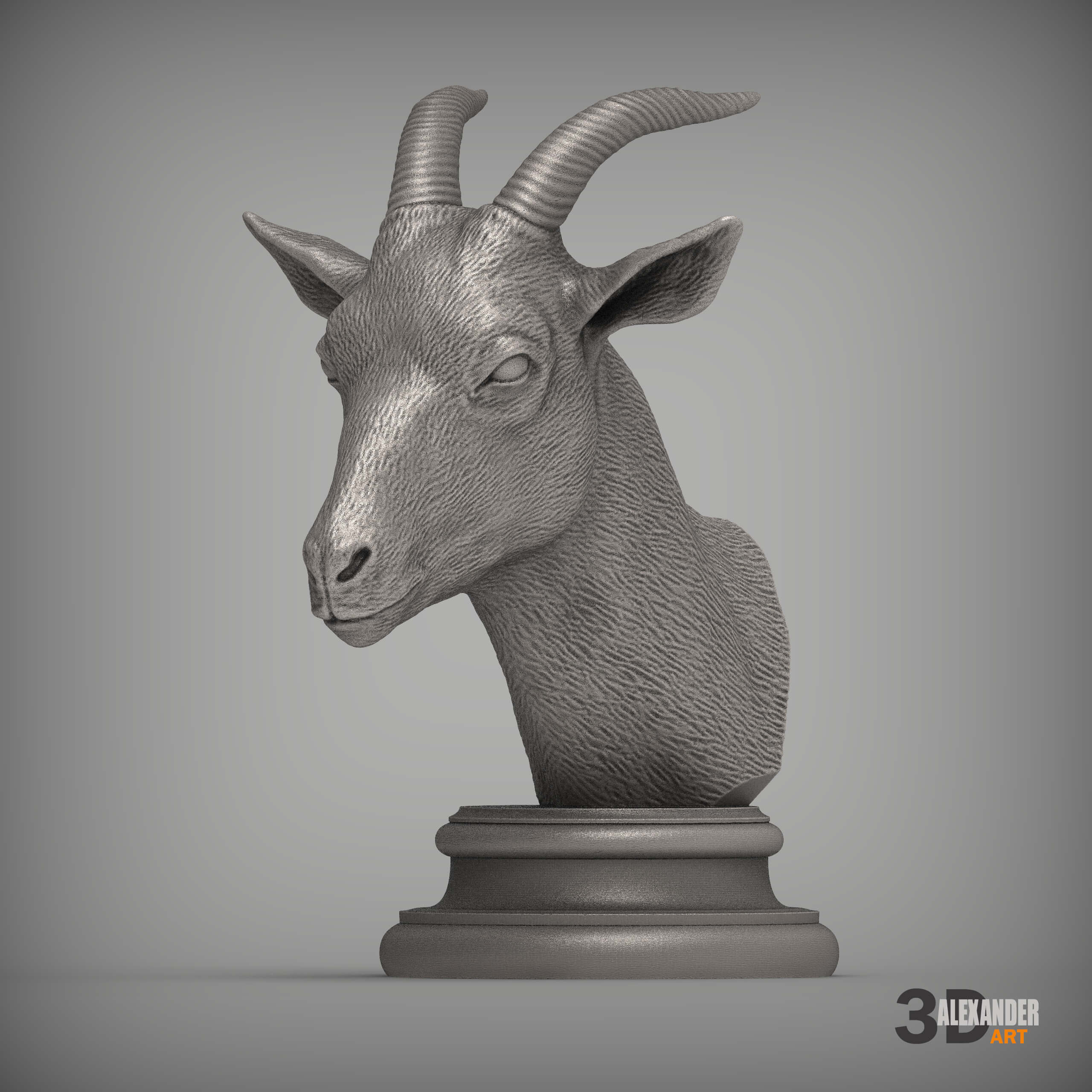 Female Goat Bust - 3D Model by Alexander3dart