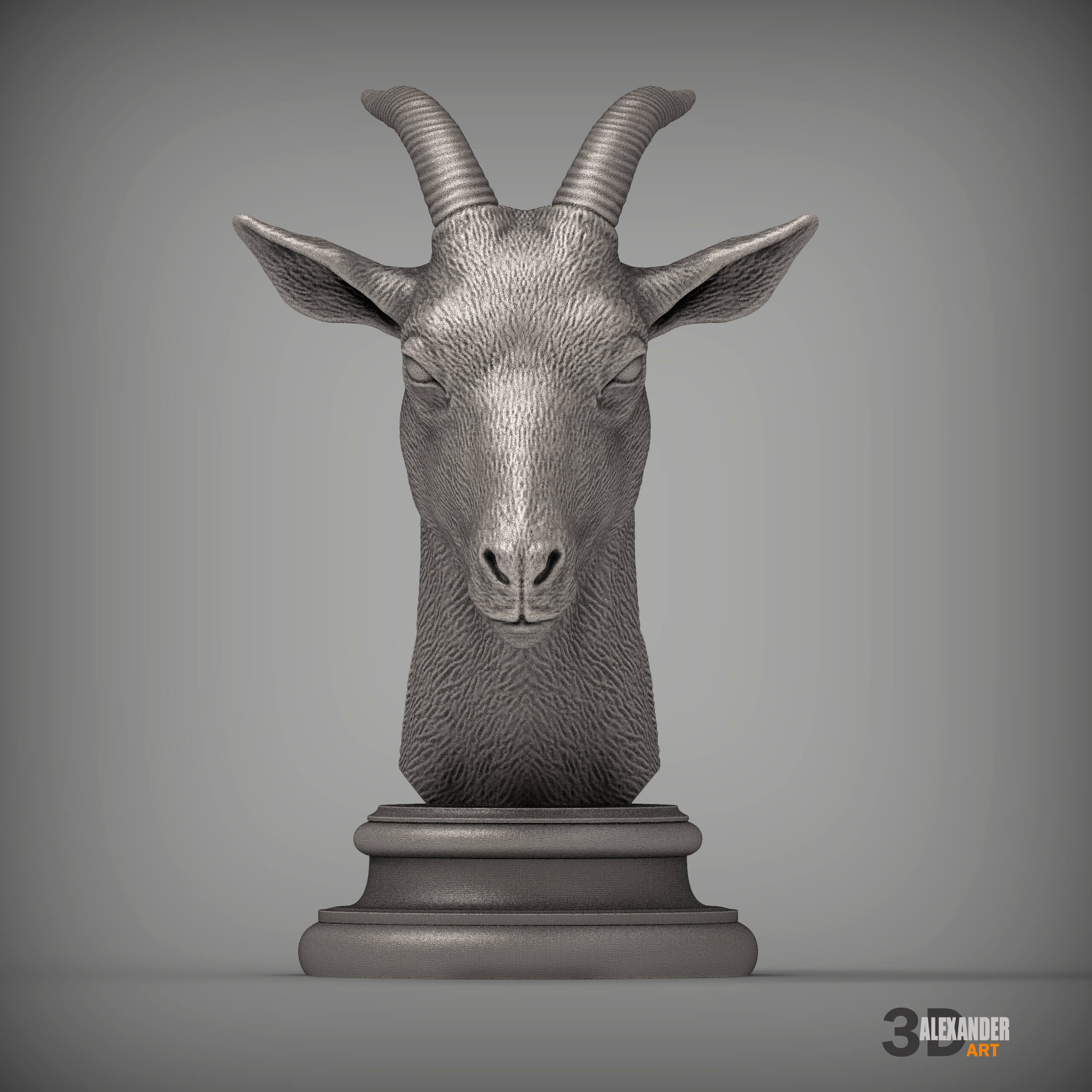 Female Goat Bust - 3D Model by Alexander3dart