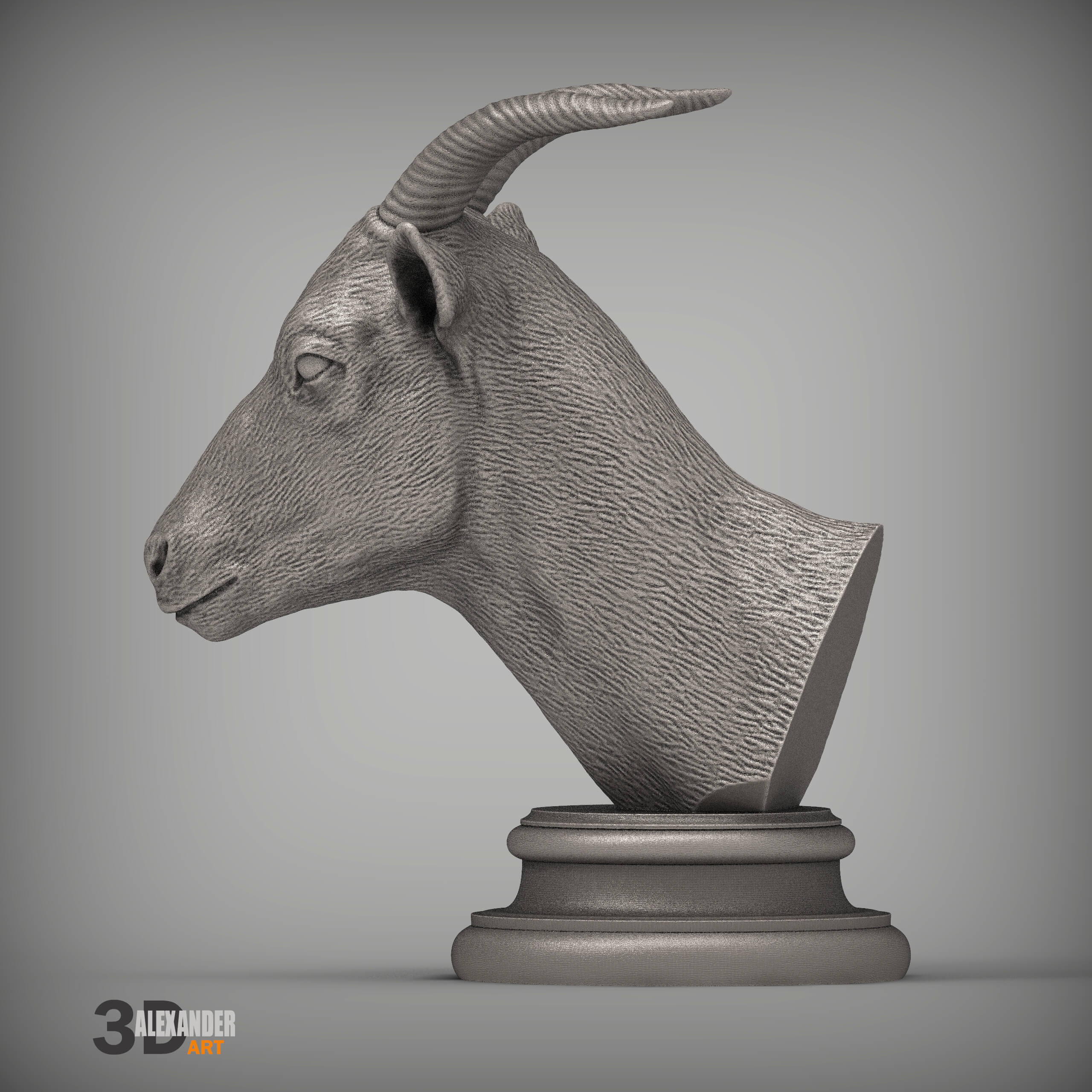 Female Goat Bust - 3D Model by Alexander3dart