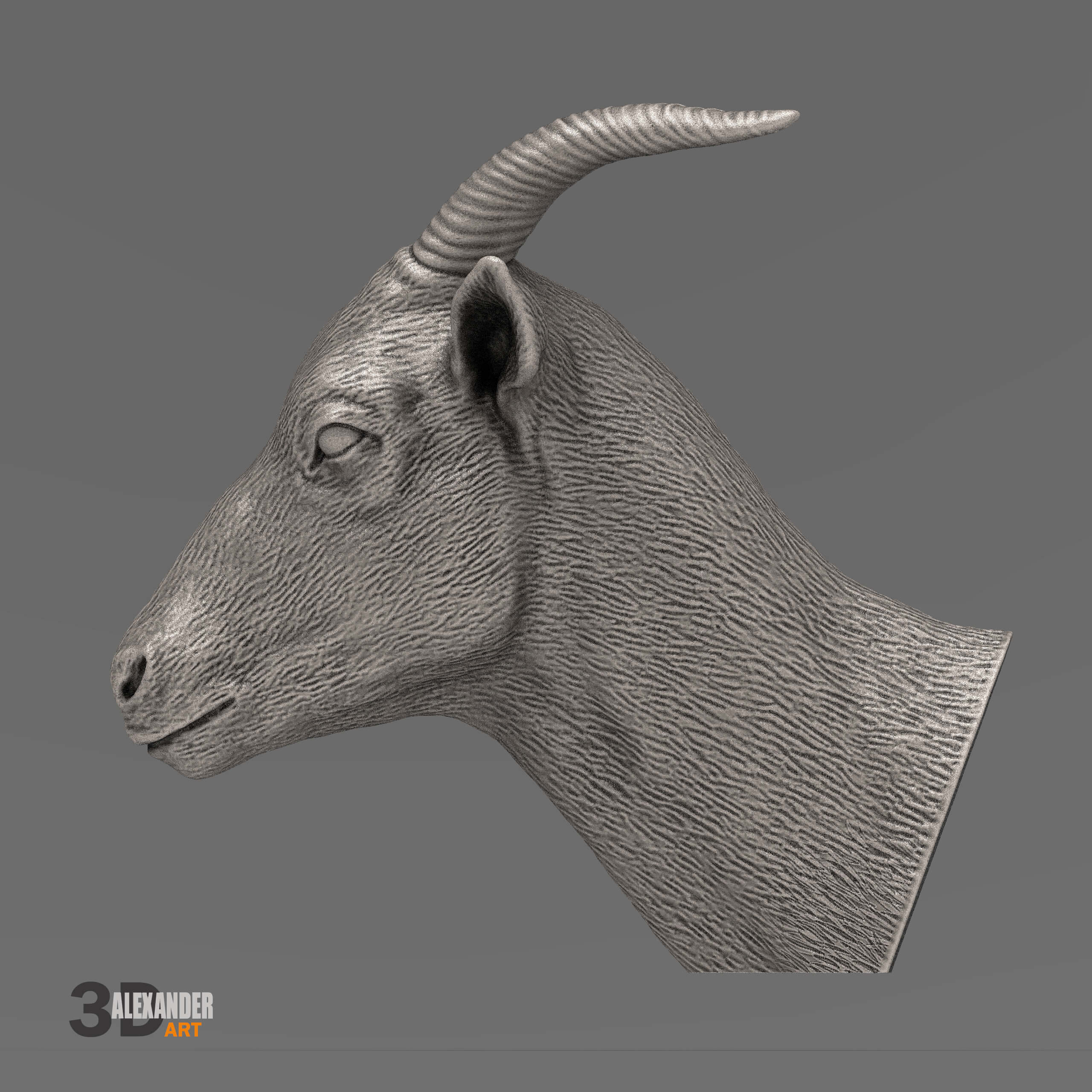 Female Goat Bust - 3D Model by Alexander3dart