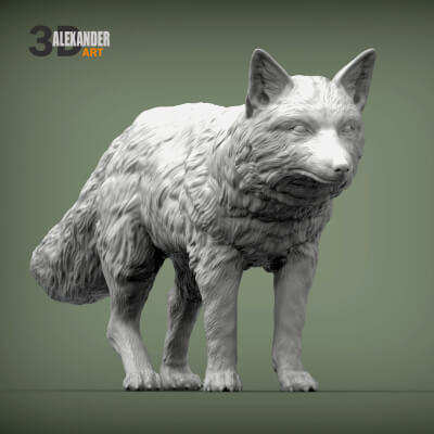 Fox Sculpture - 3D Model by Alexander3dart