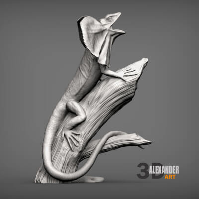 Frilled Lizard - 3D Model by Alexander3dart