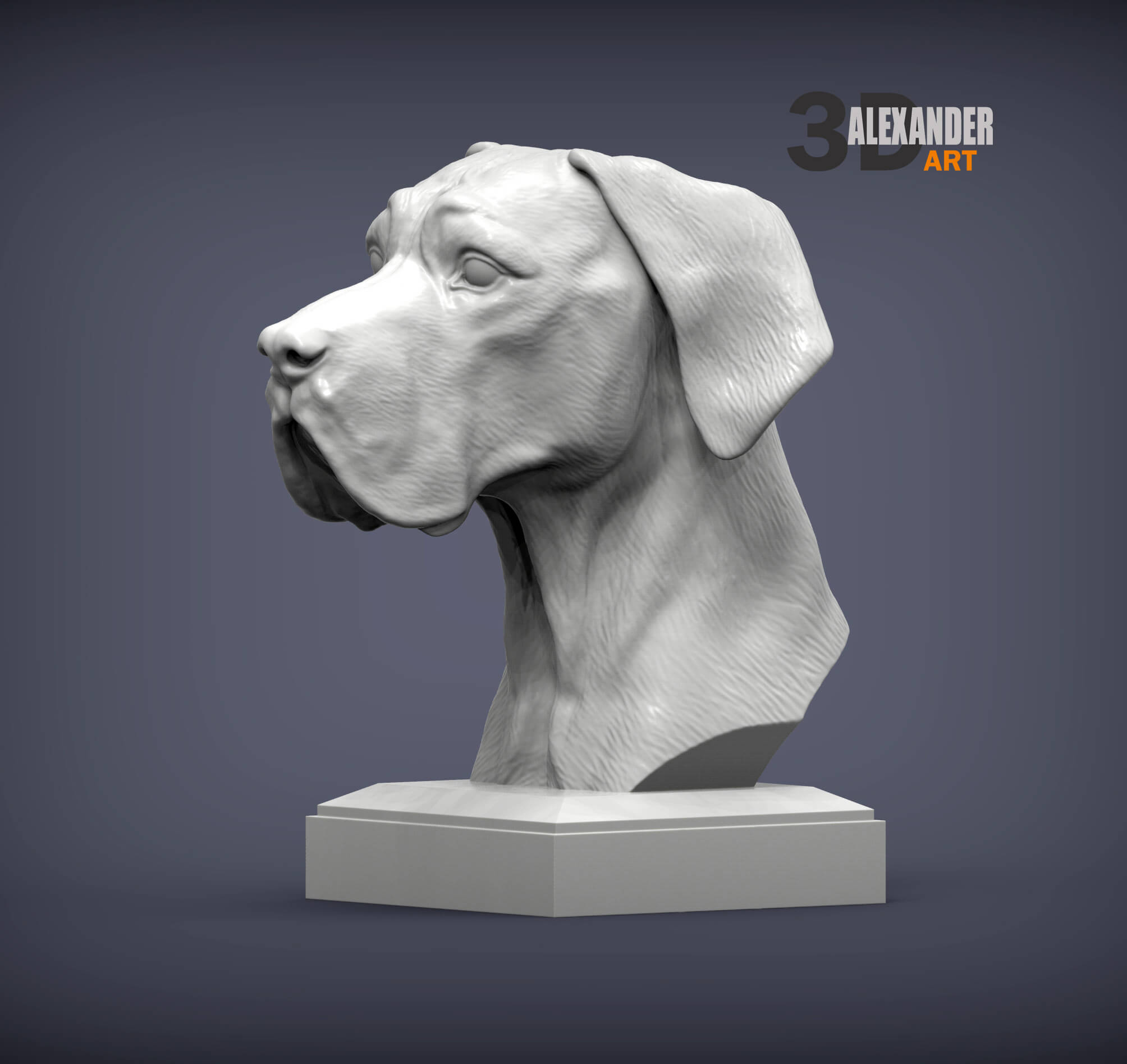 German Dog Bust - 3D Model by Alexander3dart