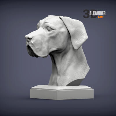German Dog Bust - 3D Model by Alexander3dart