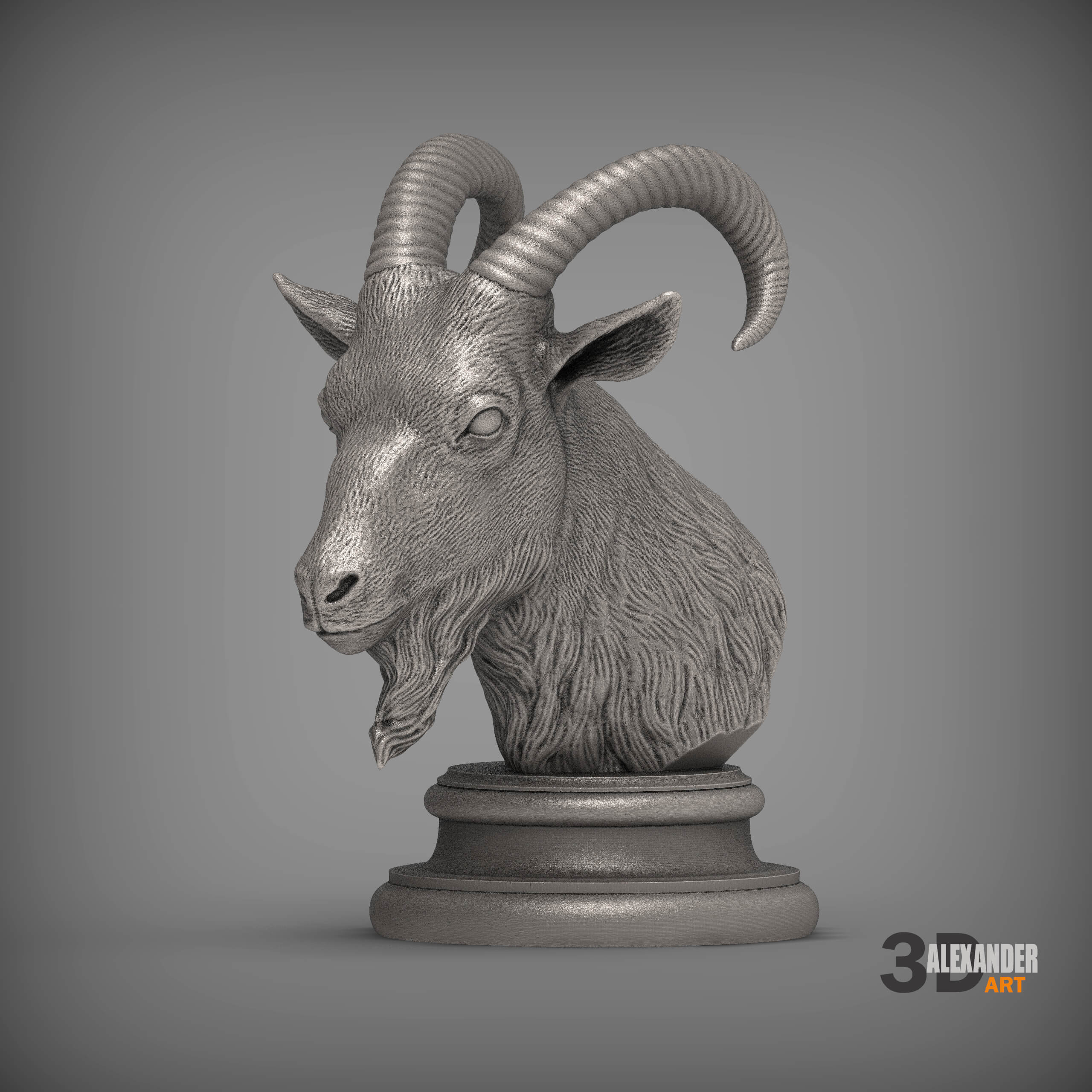Goat Bust Sculpture - 3D Model by Alexander3dart