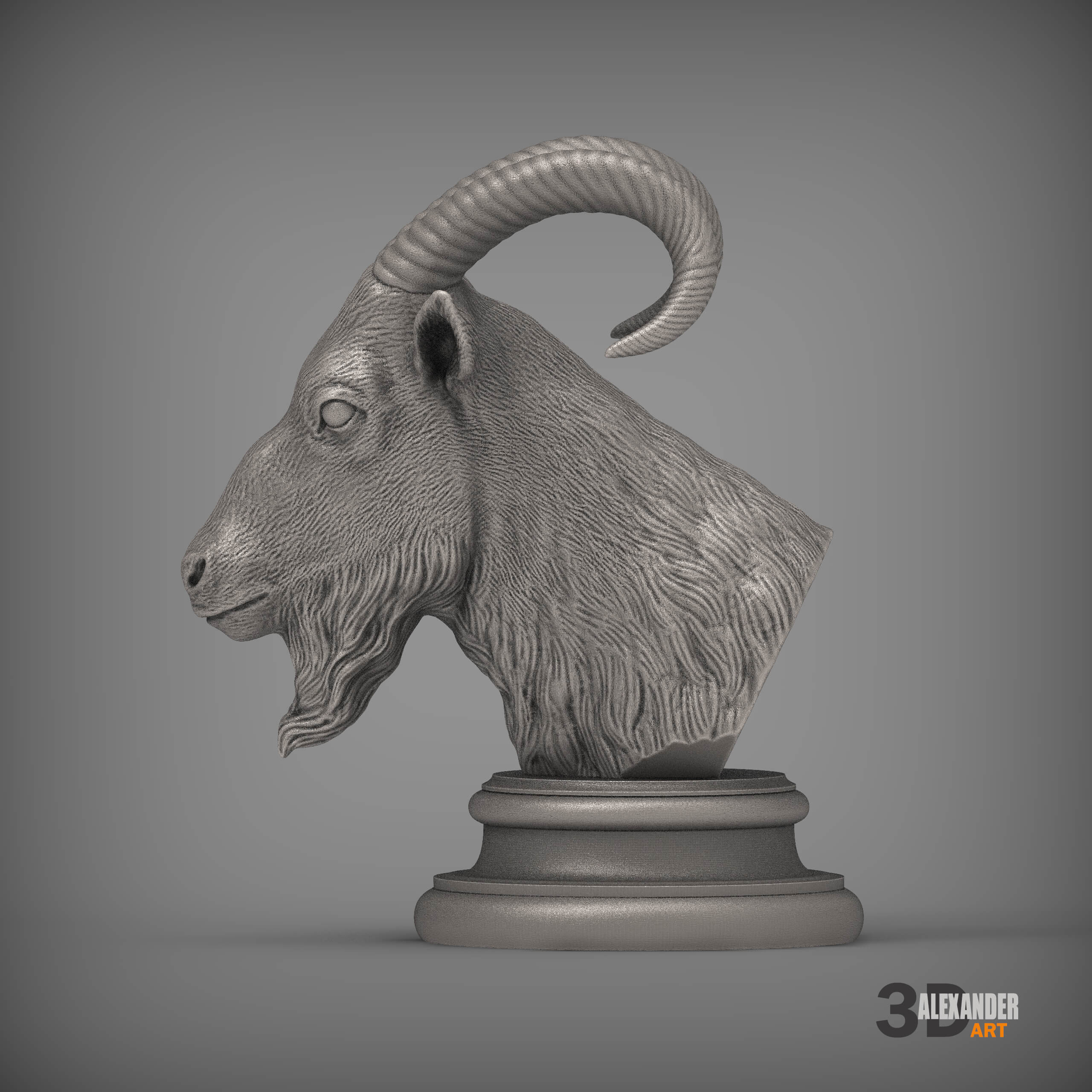Goat Bust Sculpture - 3D Model by Alexander3dart