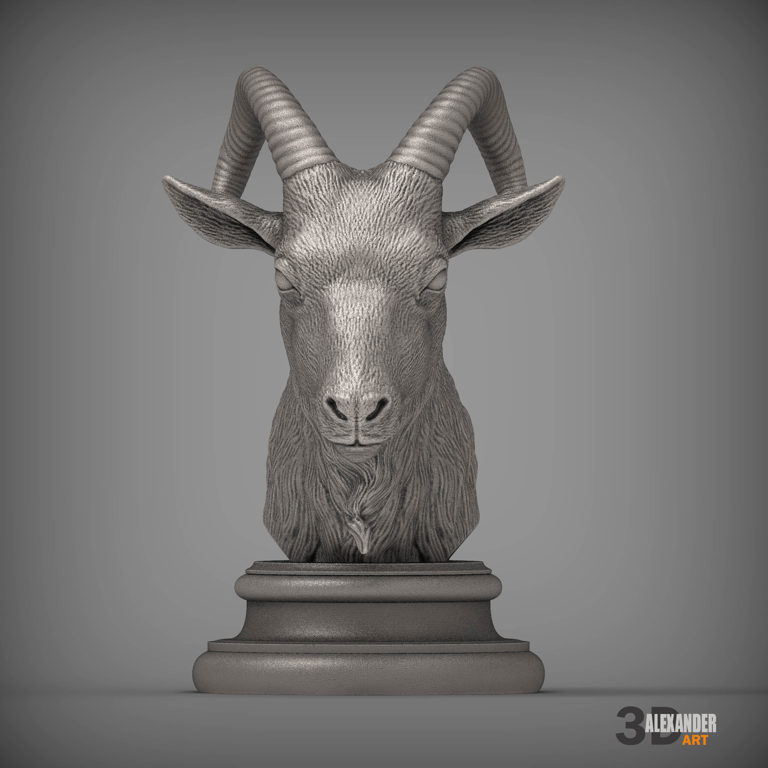 Goat Bust Sculpture - 3D Model by Alexander3dart