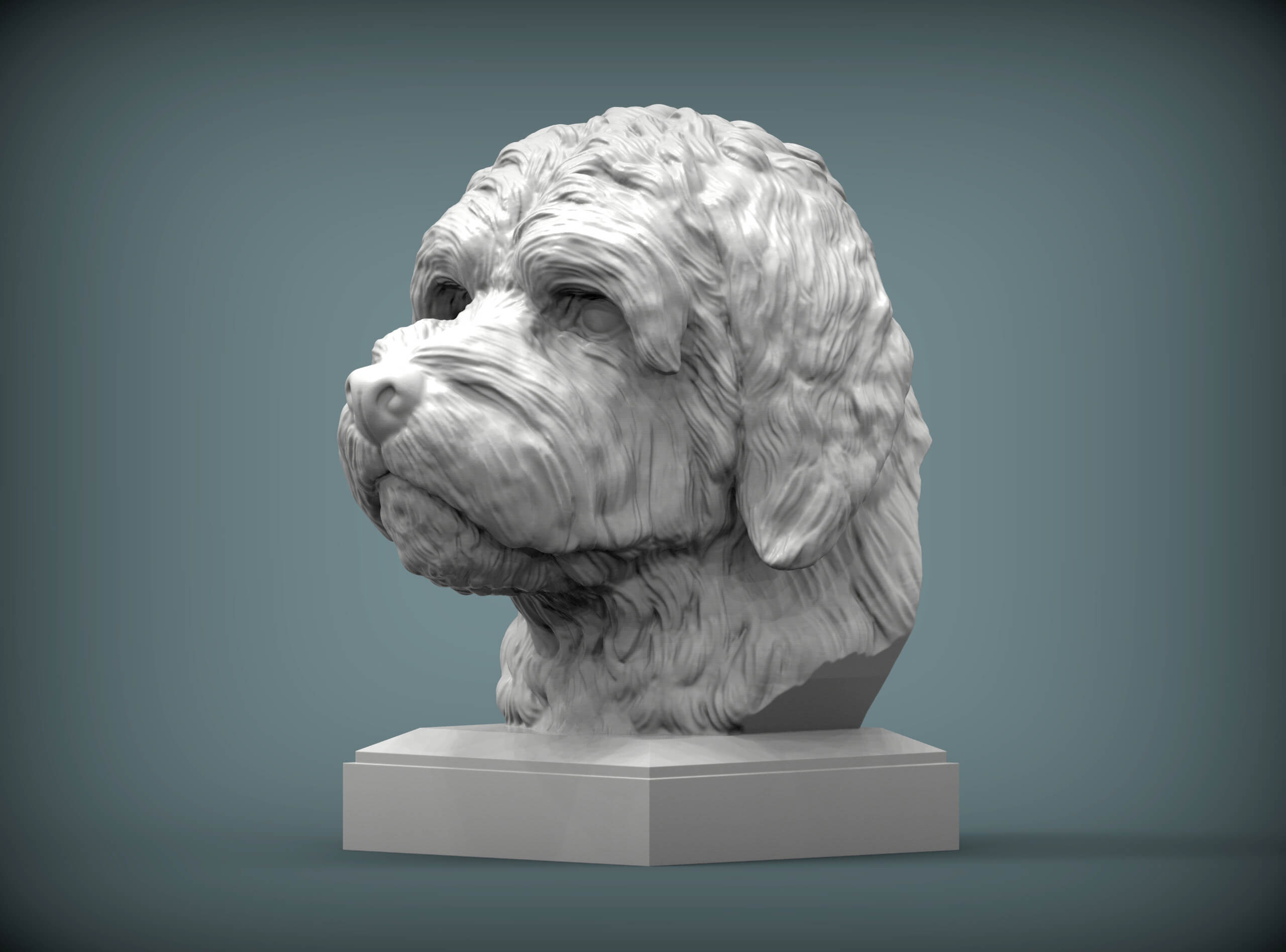Goldendoodle Bust 3D Print Model by Alexander3dart