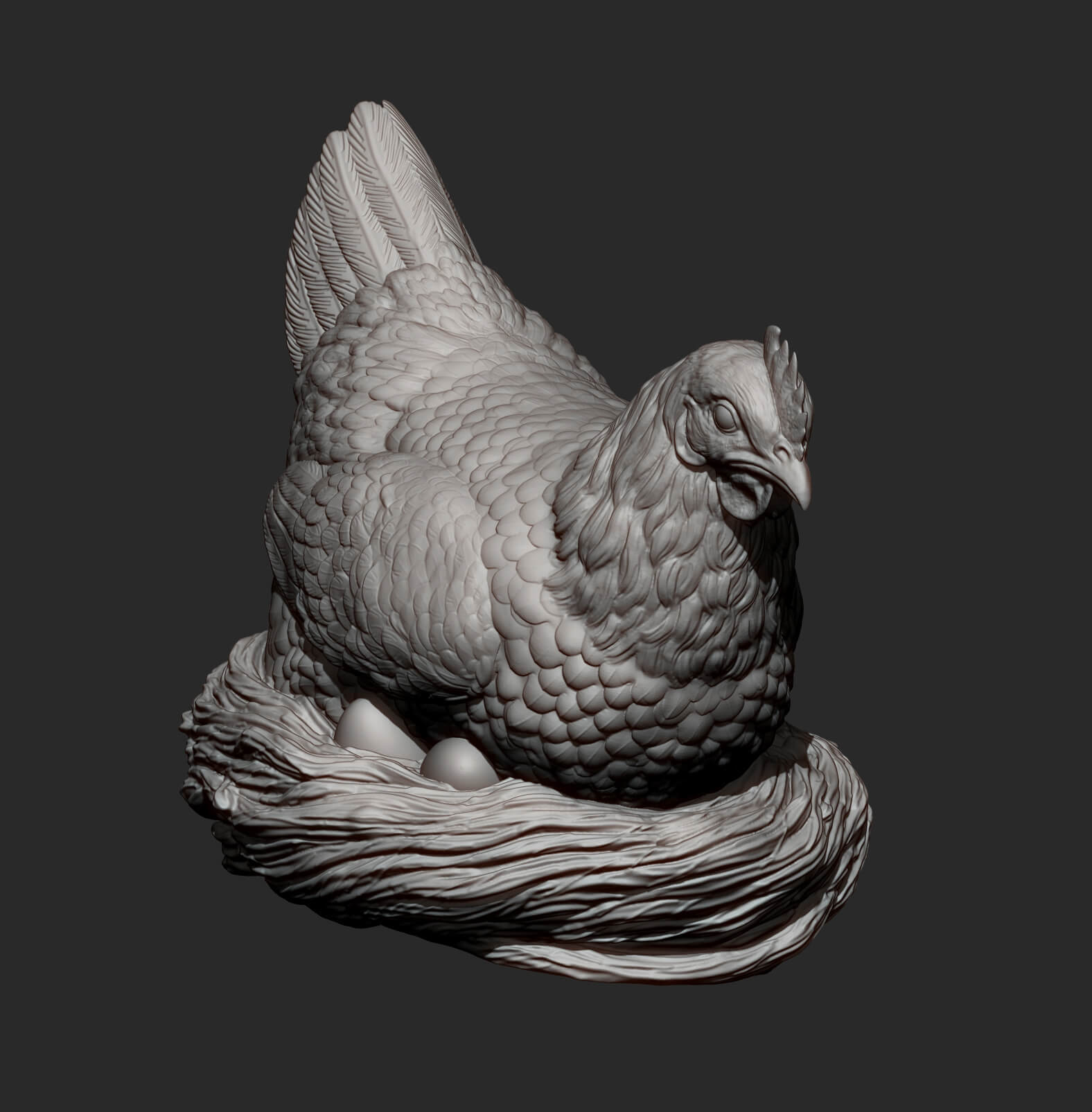 Hen on The Nest - 3D Model by Alexander3dart