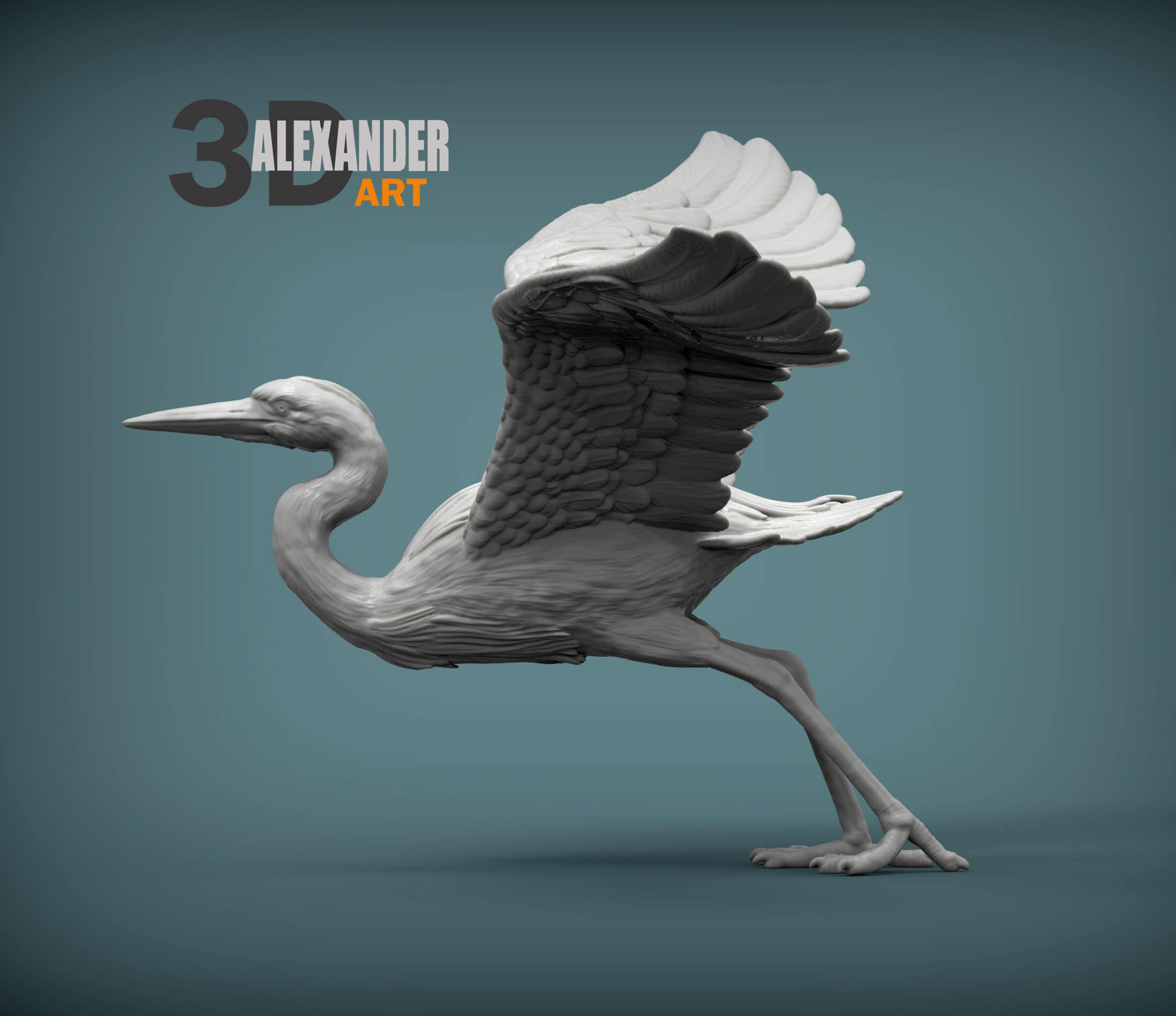 Heron Taking Off 3D Print Model by Alexander3dart