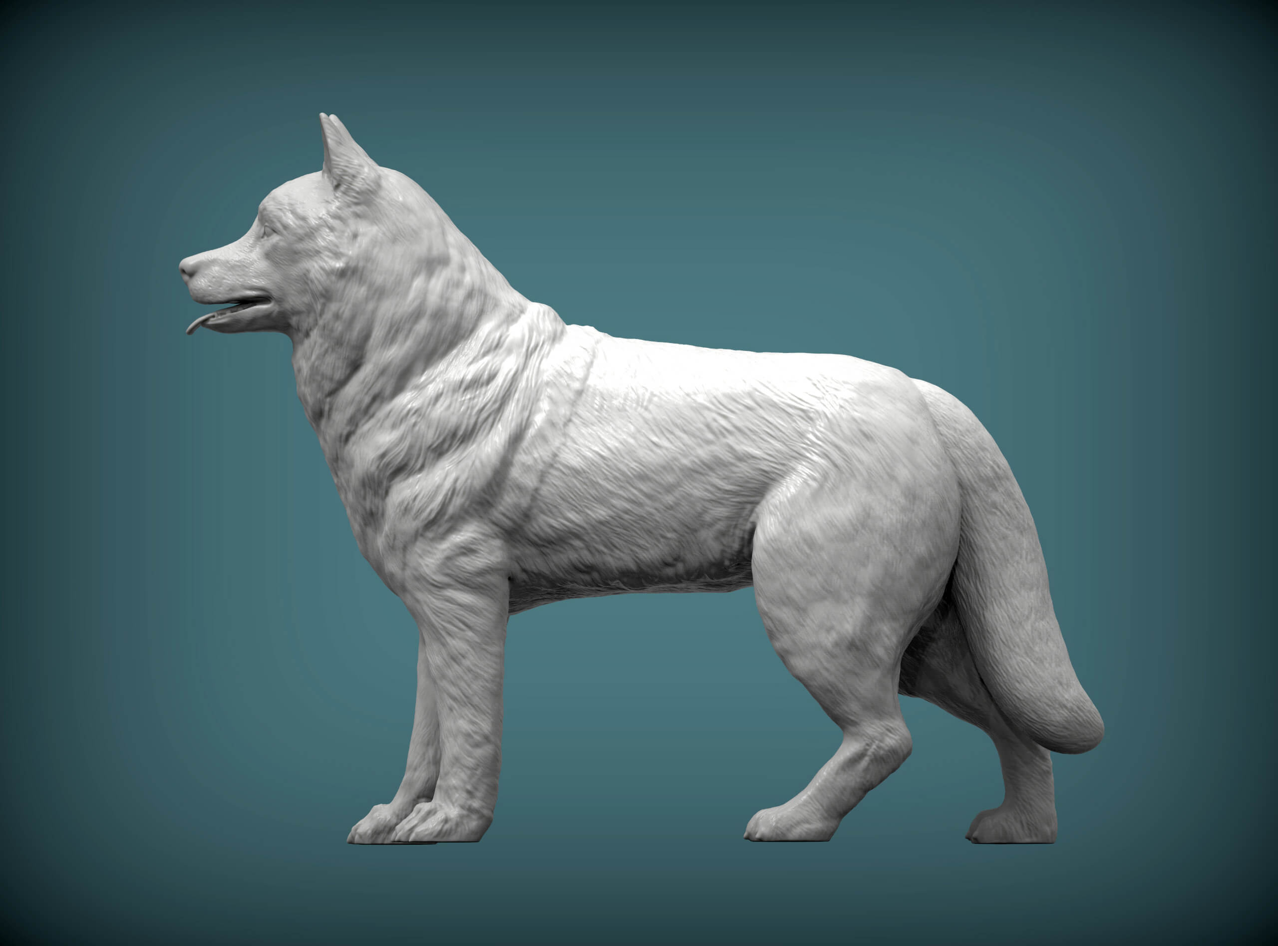Husky Dog Sculpture - 3D Model by Alexander3dart