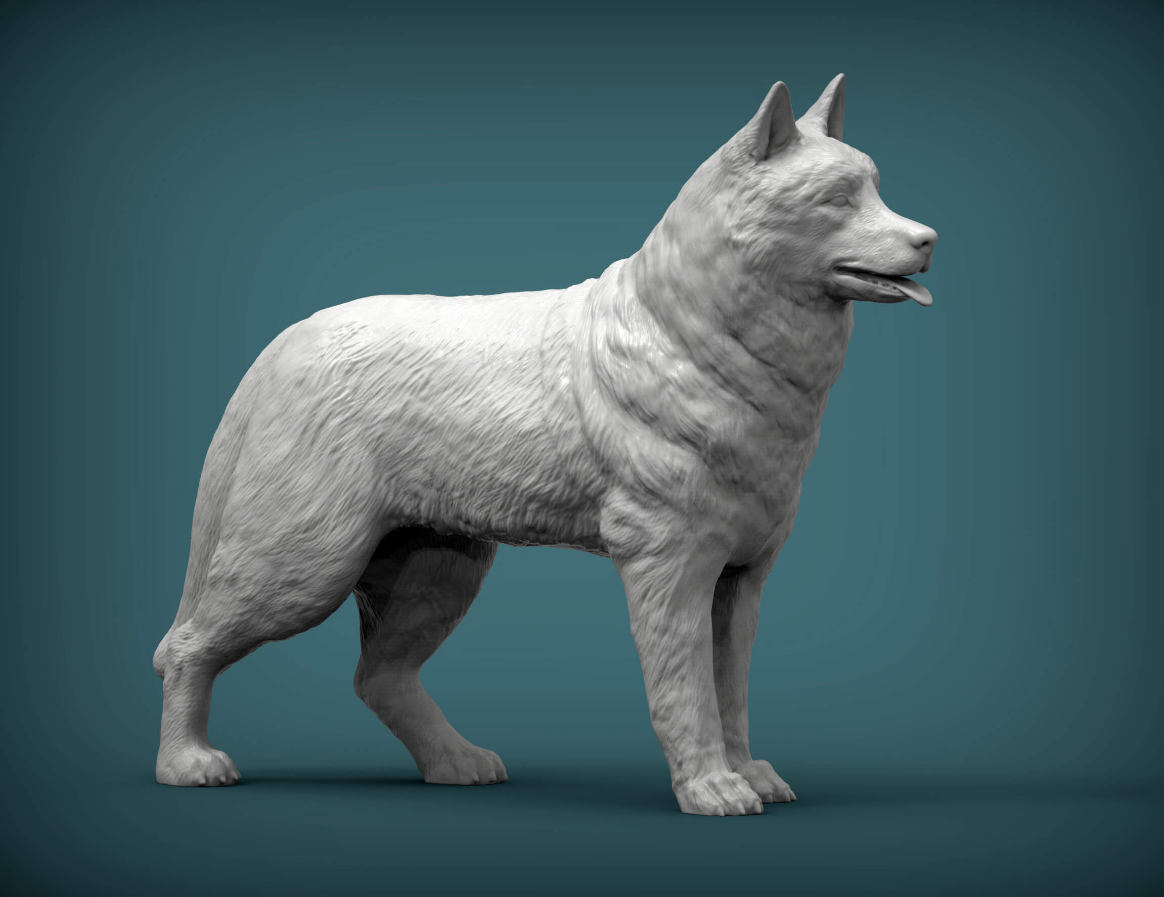 Husky Dog Sculpture - 3D Model by Alexander3dart