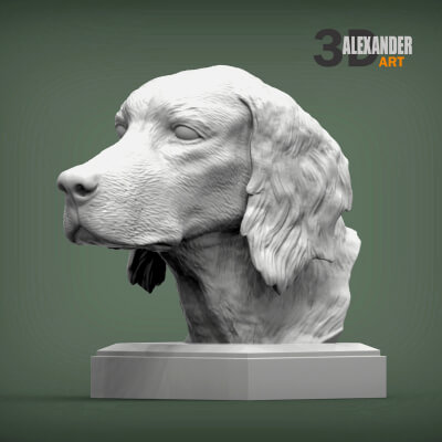Irish Red Setter Bust 3D Print Model by Alexander3dart