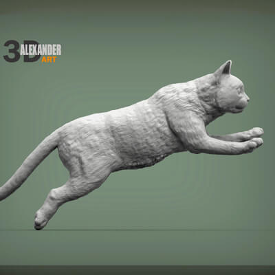 Jumping Cat 3D Print Model by Alexander3dart